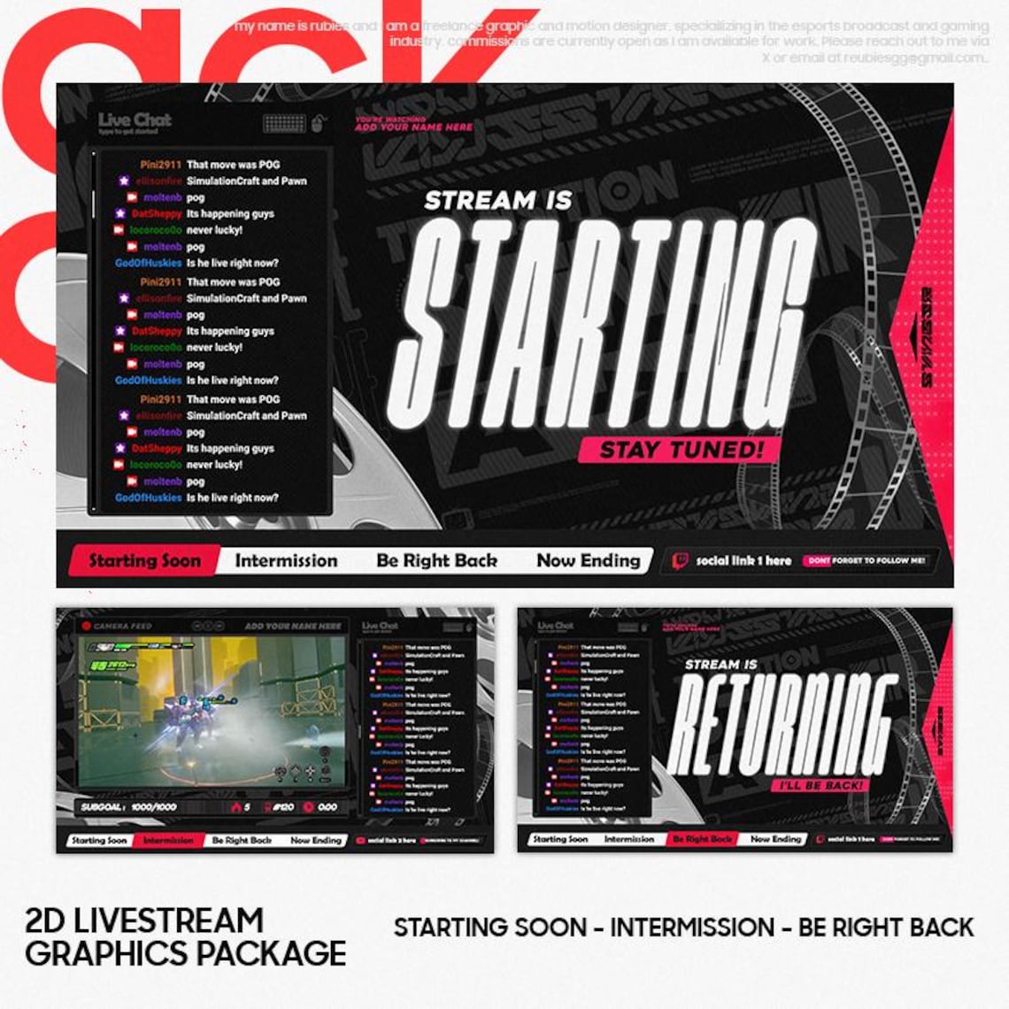 Retro Overlay Graphics Twitch Stream Package ZZZ Animated Stream ...