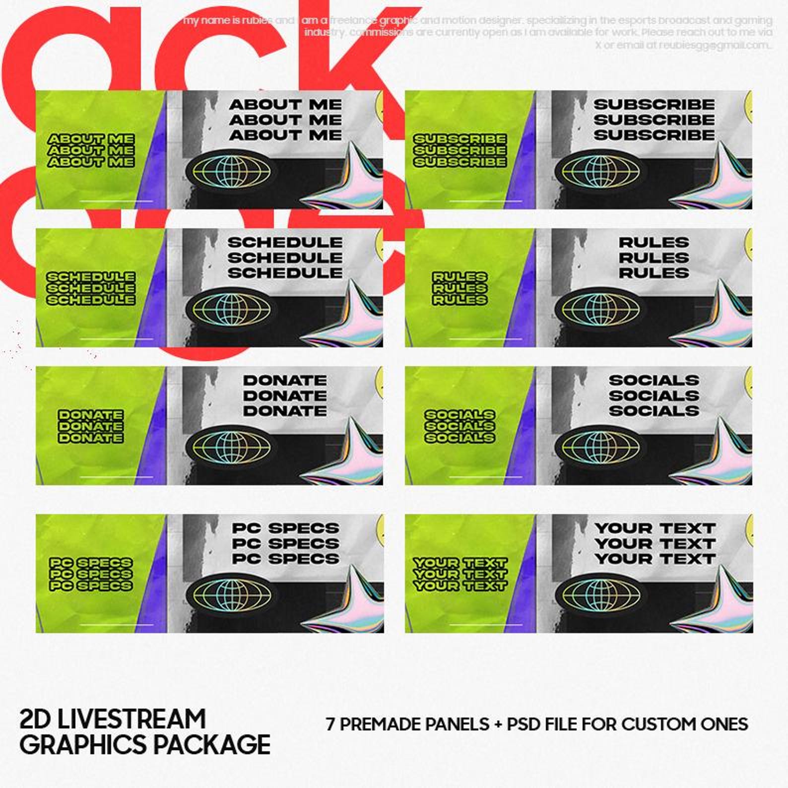 Y2K Overlay Graphics Livestream Package Twitch Retro Grunge Stream ...