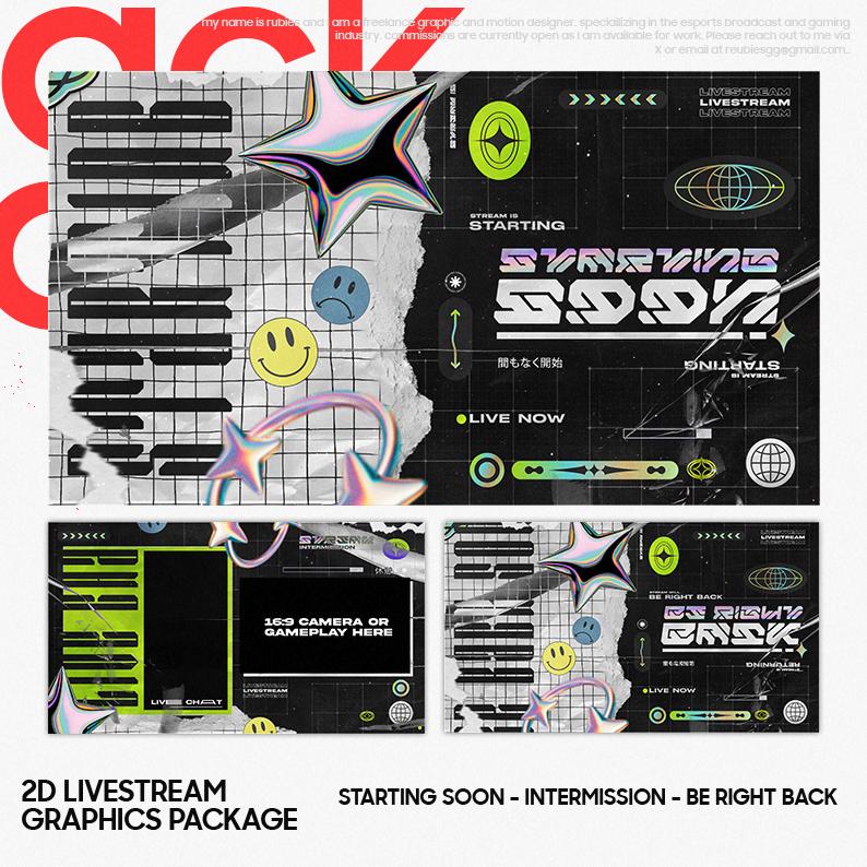 Y2K Overlay Graphics Livestream Package Twitch Retro Grunge Stream ...