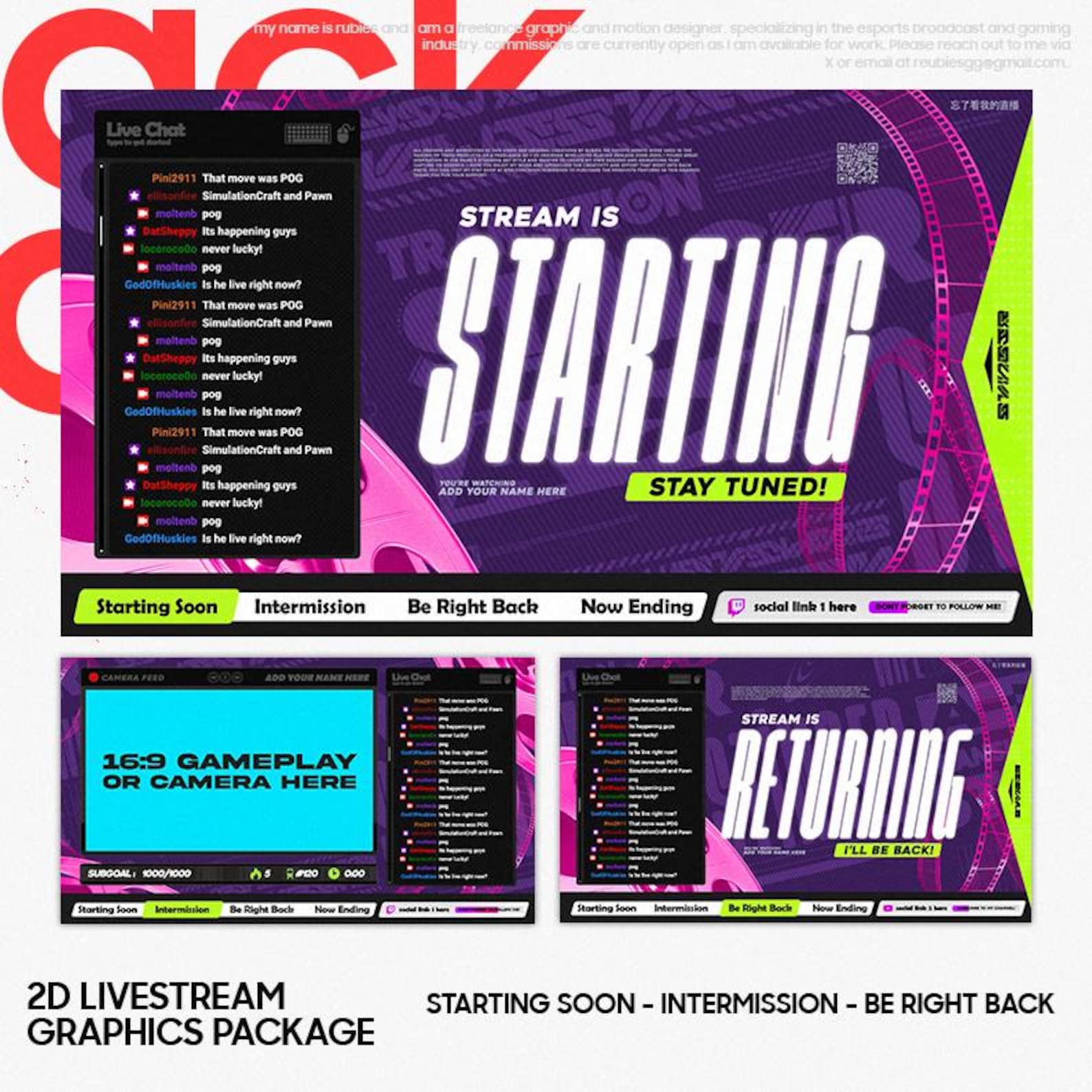 ZZZ Overlay Graphics Twitch Stream Package ZZZ Animated Stream Graphics ...