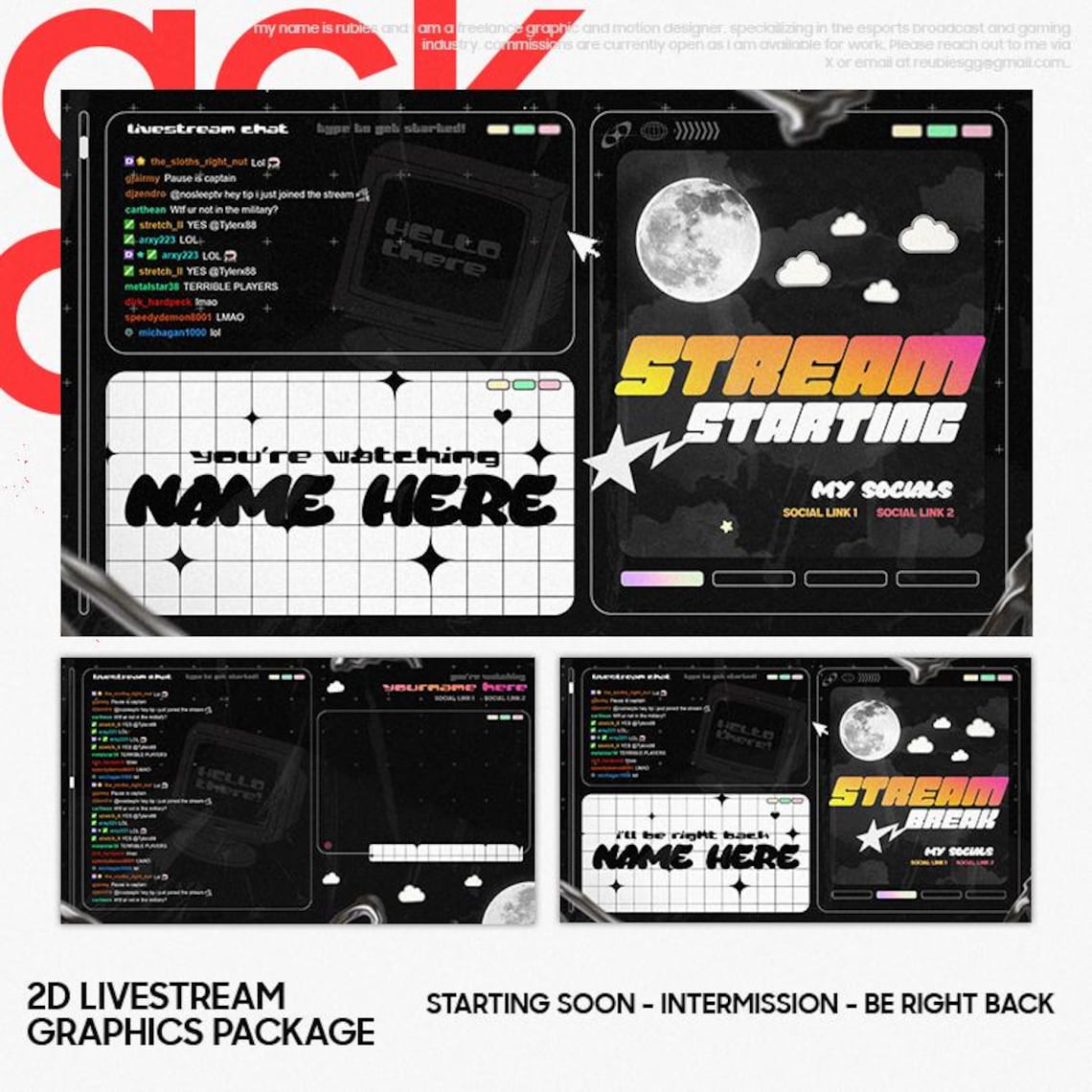 Y2k Animated Stream Overlays Retro Twitch Overlay Chrome Twitch Stream ...