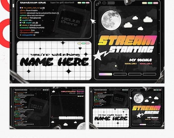 Y2k Animated Stream Overlays Retro Twitch Overlay Paper Animated ...