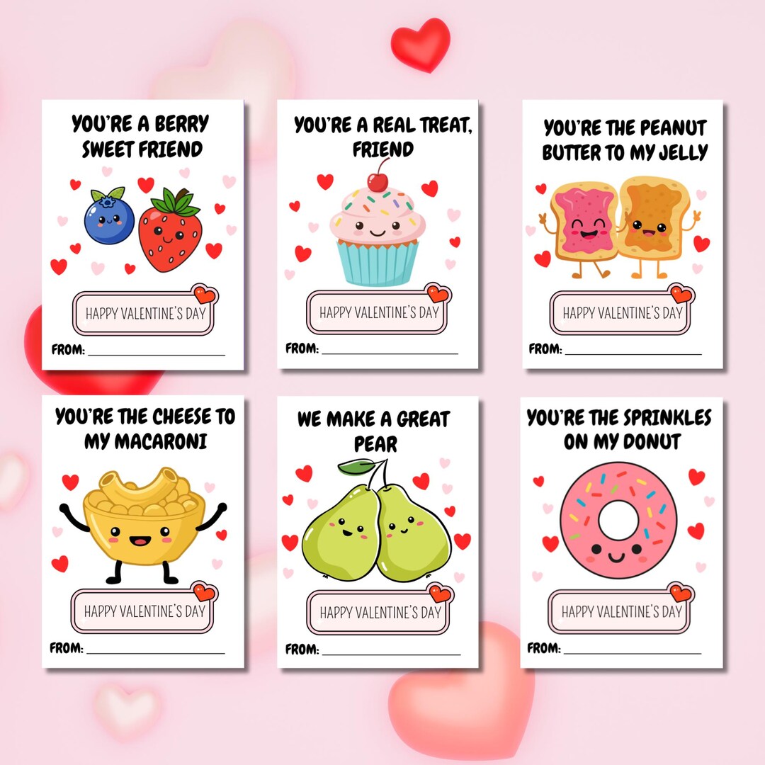 Printable Kawaii Food Valentine’s Day Cards – Classroom & Teacher Cards ...