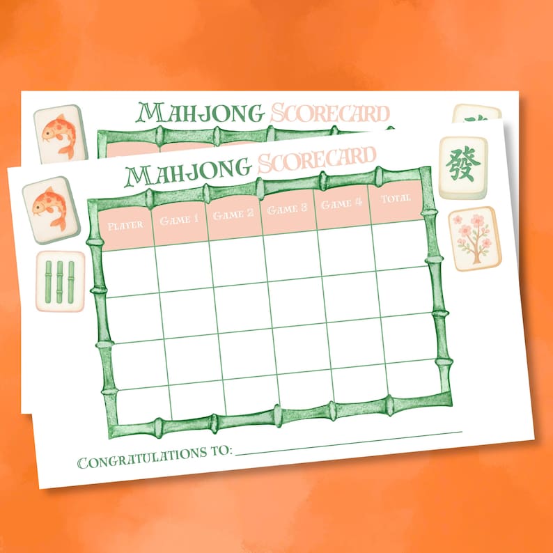 American Mahjong Scorecard Printable: Elegant Watercolor Design ...