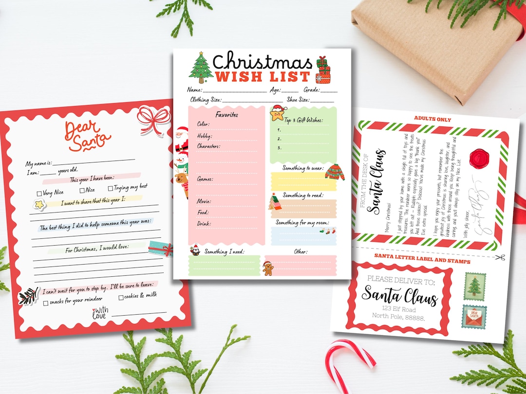 Letter From Santa, Kids Christmas Wishlist, Holiday Letter Kit - Etsy