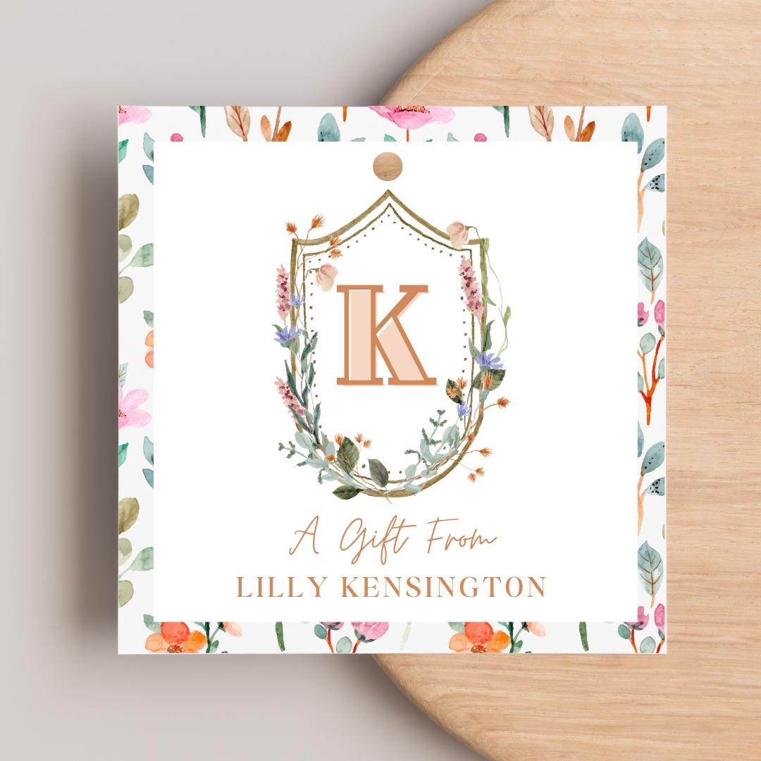 Personalized Square Gift Tags: Custom Initial & Name, 2.5" - Etsy