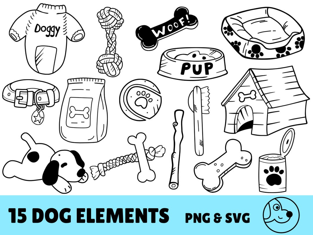 Doggy Elements Clipart Bundle PNG & SVG Files Instant Download for Pet ...