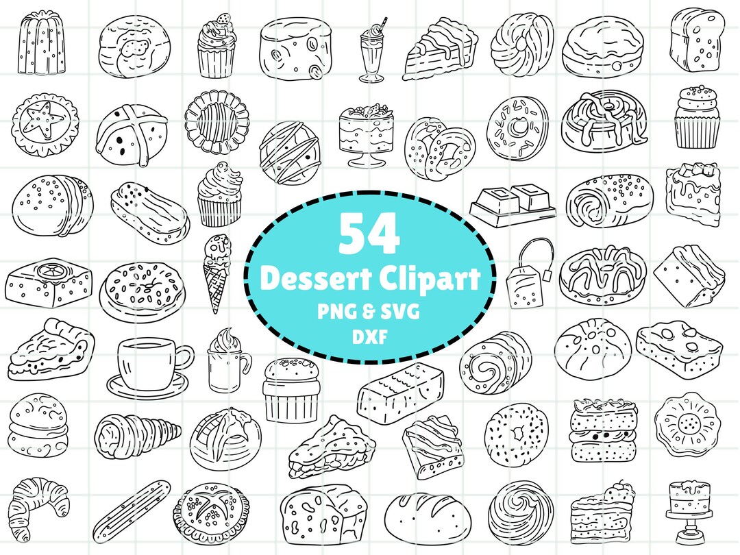 Dessert Clipart Bundle Bakes & Cakes Doodle Designs for DIY Crafts, DXF ...