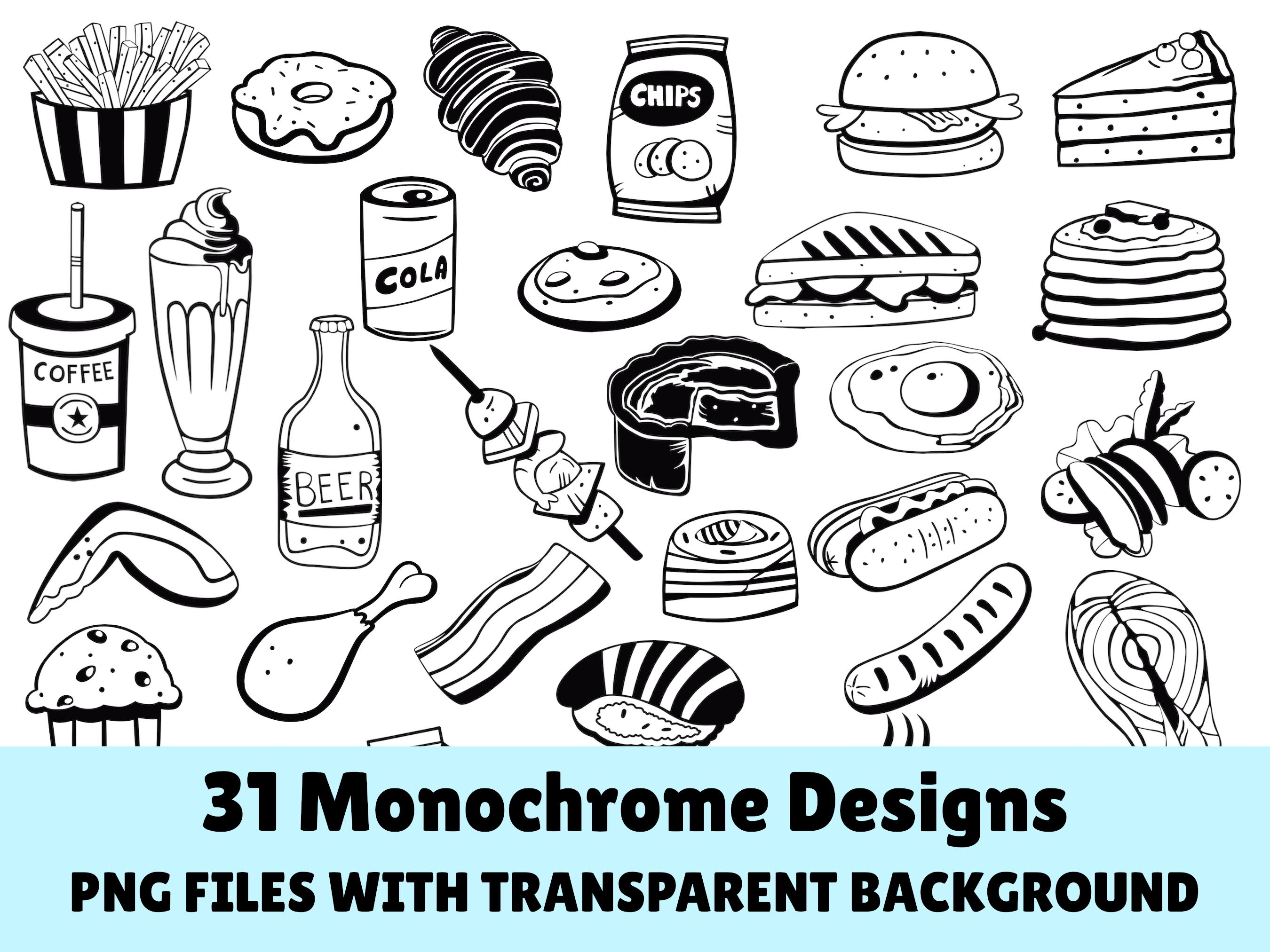 Food Doodle Clipart Hand Drawn Art PNG & SVG Bundle for Scrapbooking ...