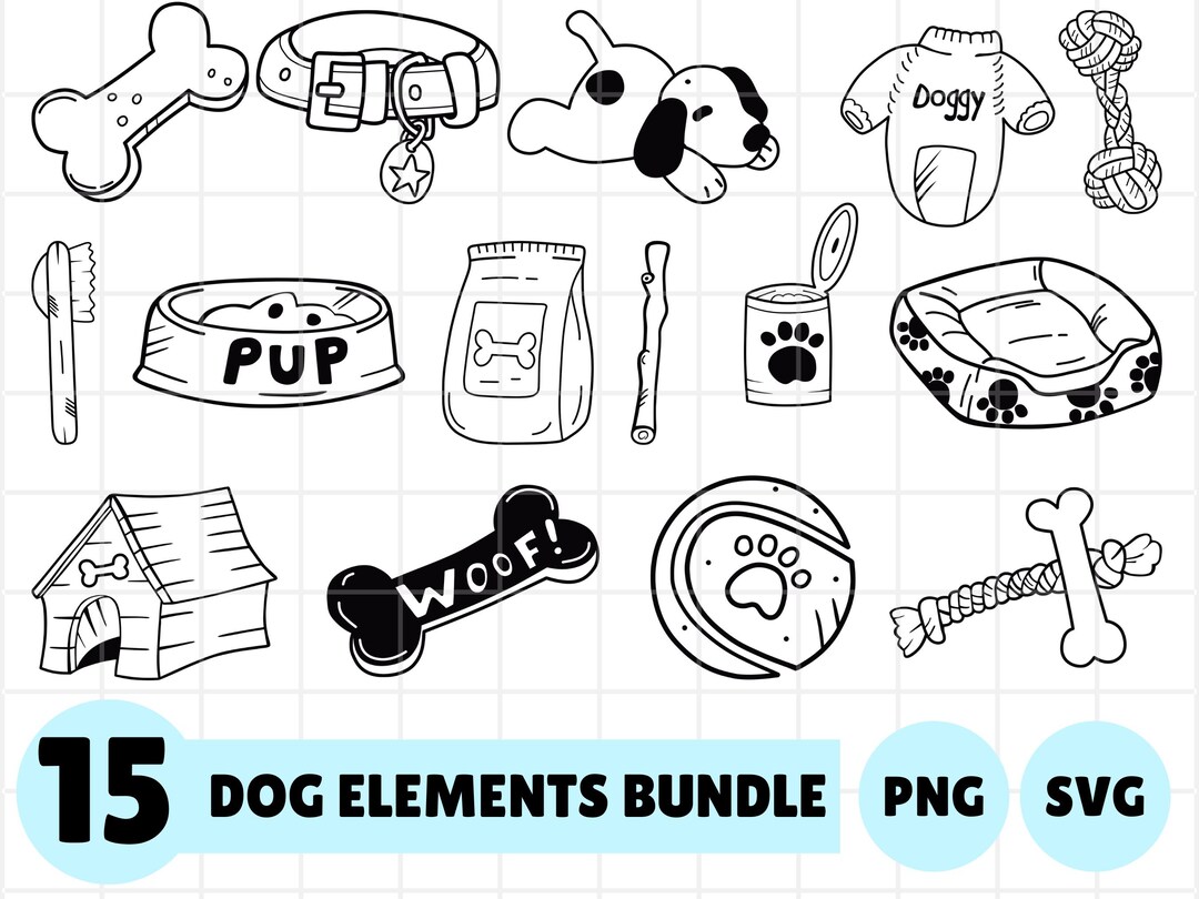 Dog Elements Clipart Bundle PNG & SVG Files Instant Download for Pet ...