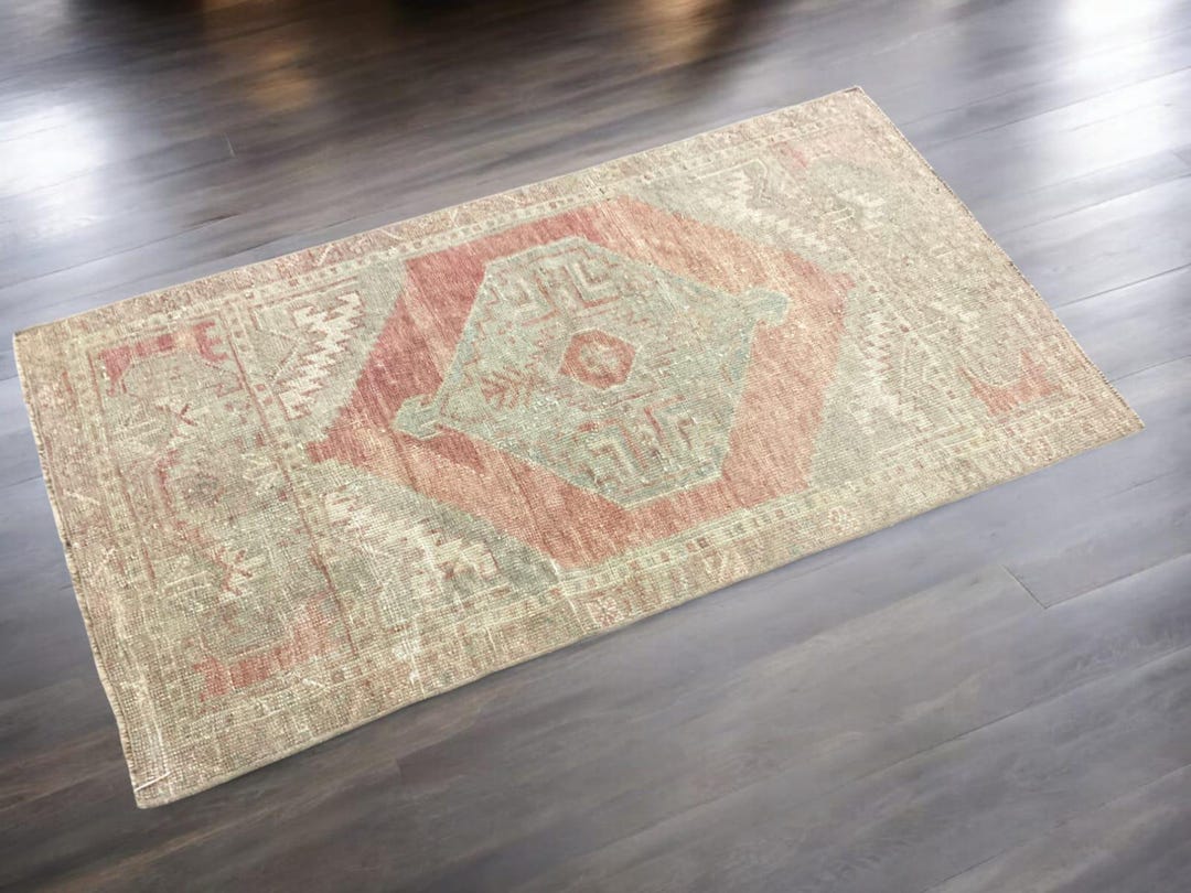 2x4,oushak Rug,vintage Rug,gray Faded Red Rug,doormat Rug,turkish Rug ...