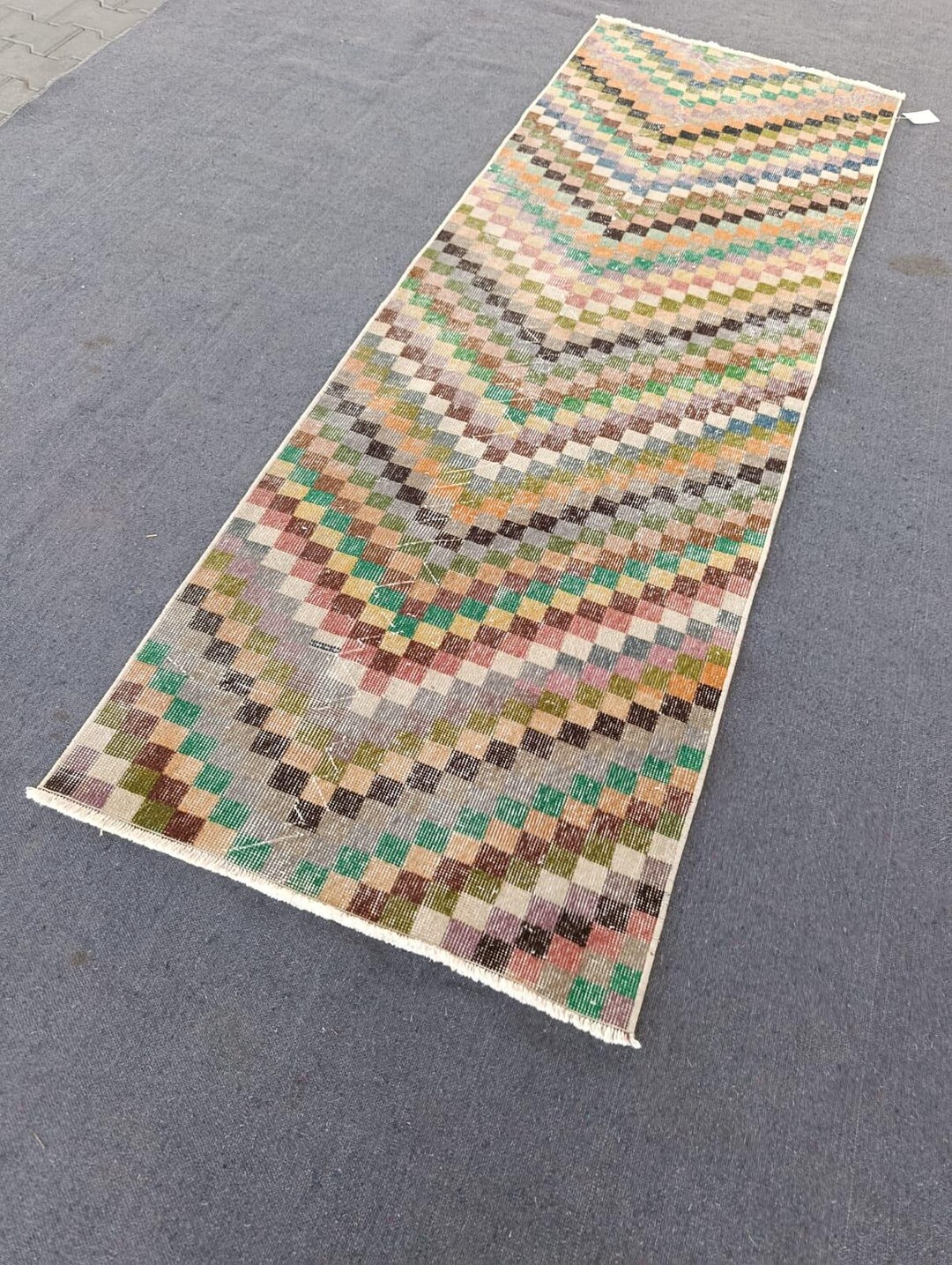 Oushak Mini Runner Rug: Vintage Turkish Entryway Decor 2'6x8 Ft - Etsy