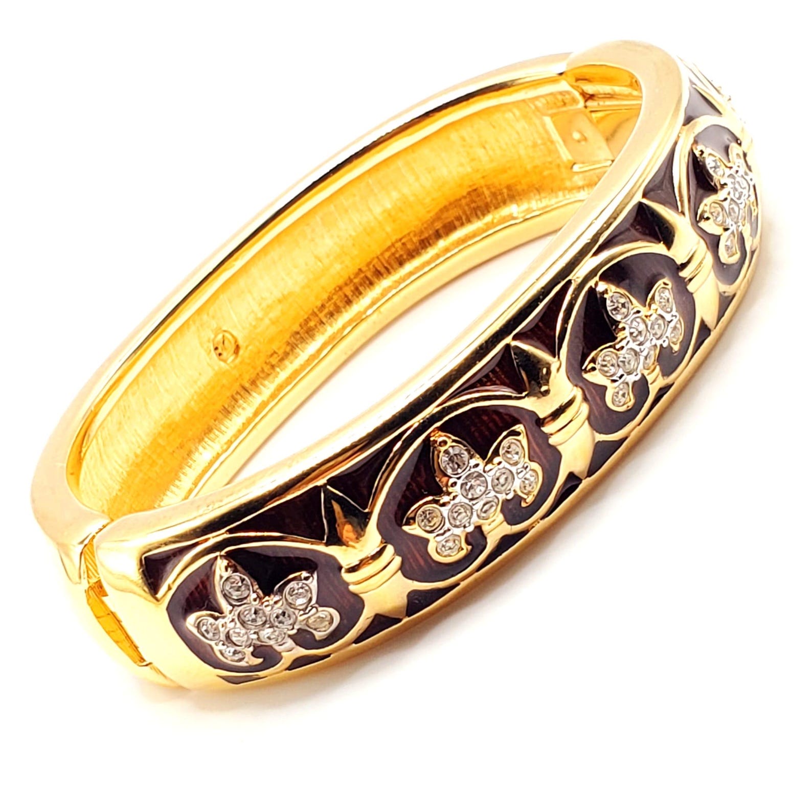 Vintage SWAROVSKI Swan Signed, Vintage Brown Enamel With Rhinestones ...