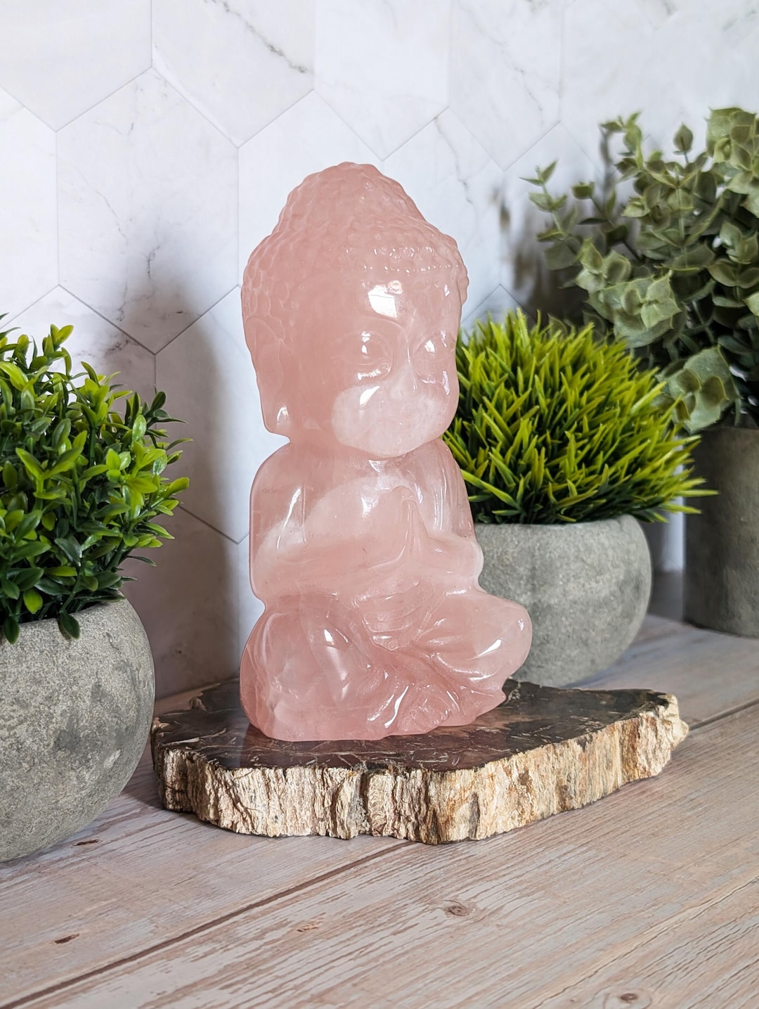 Rose Quartz Buddha Buddha Crystal Carving 6 Inches Tall Rose Quartz ...