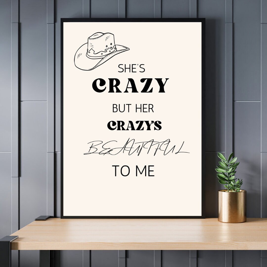 A3 Beautiful Crazy Hat - Luke Combs Print - Etsy