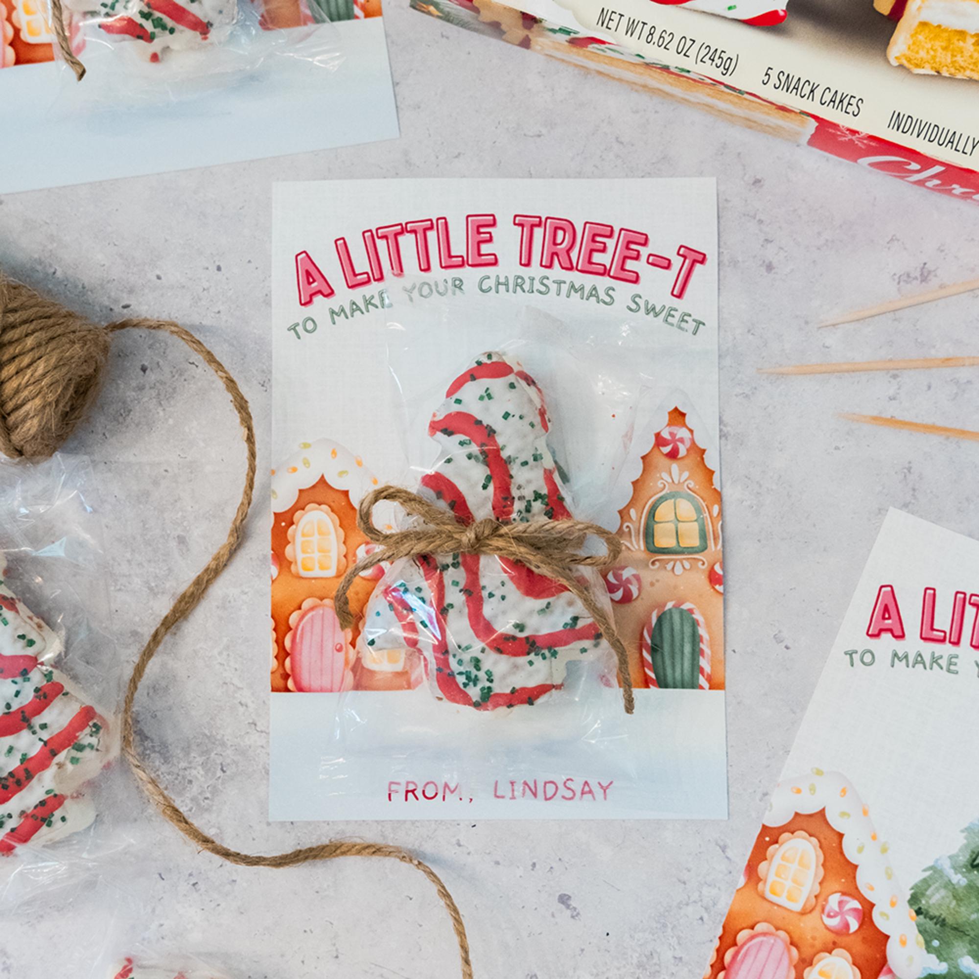 Printable Christmas Tree Treat Card, Editable Gift Tag (digital ...