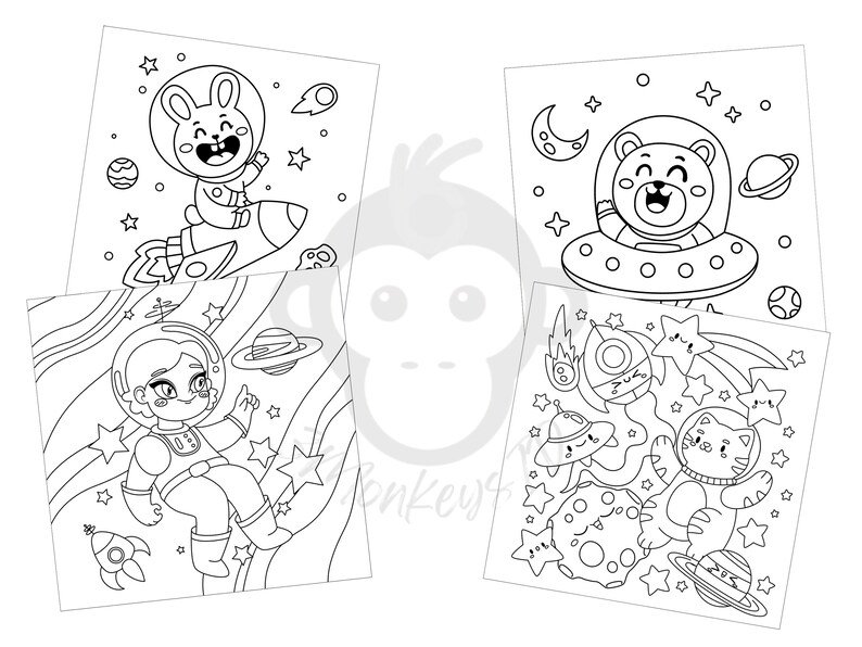 10 Fun Coloring Pages With Space Galaxy Themes - Etsy