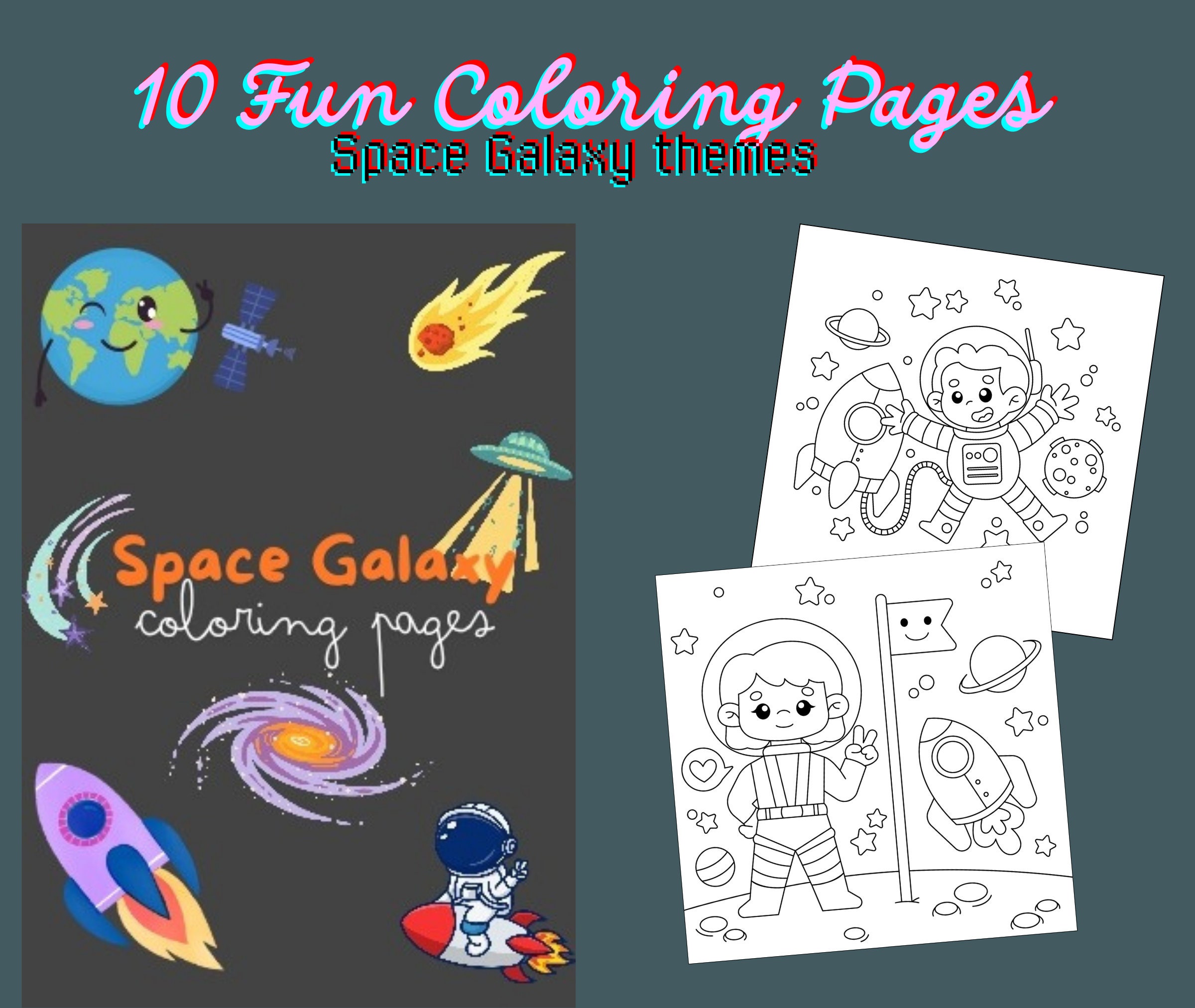10 Fun Coloring Pages With Space Galaxy Themes - Etsy