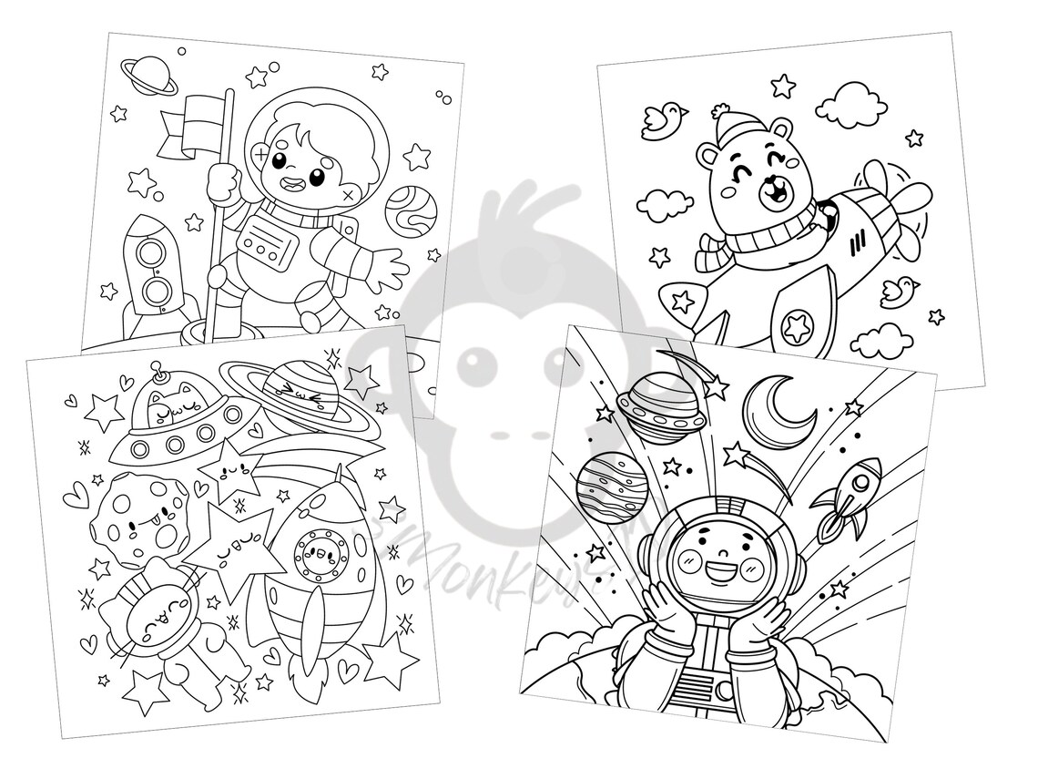 10 Fun Coloring Pages With Space Galaxy Themes - Etsy