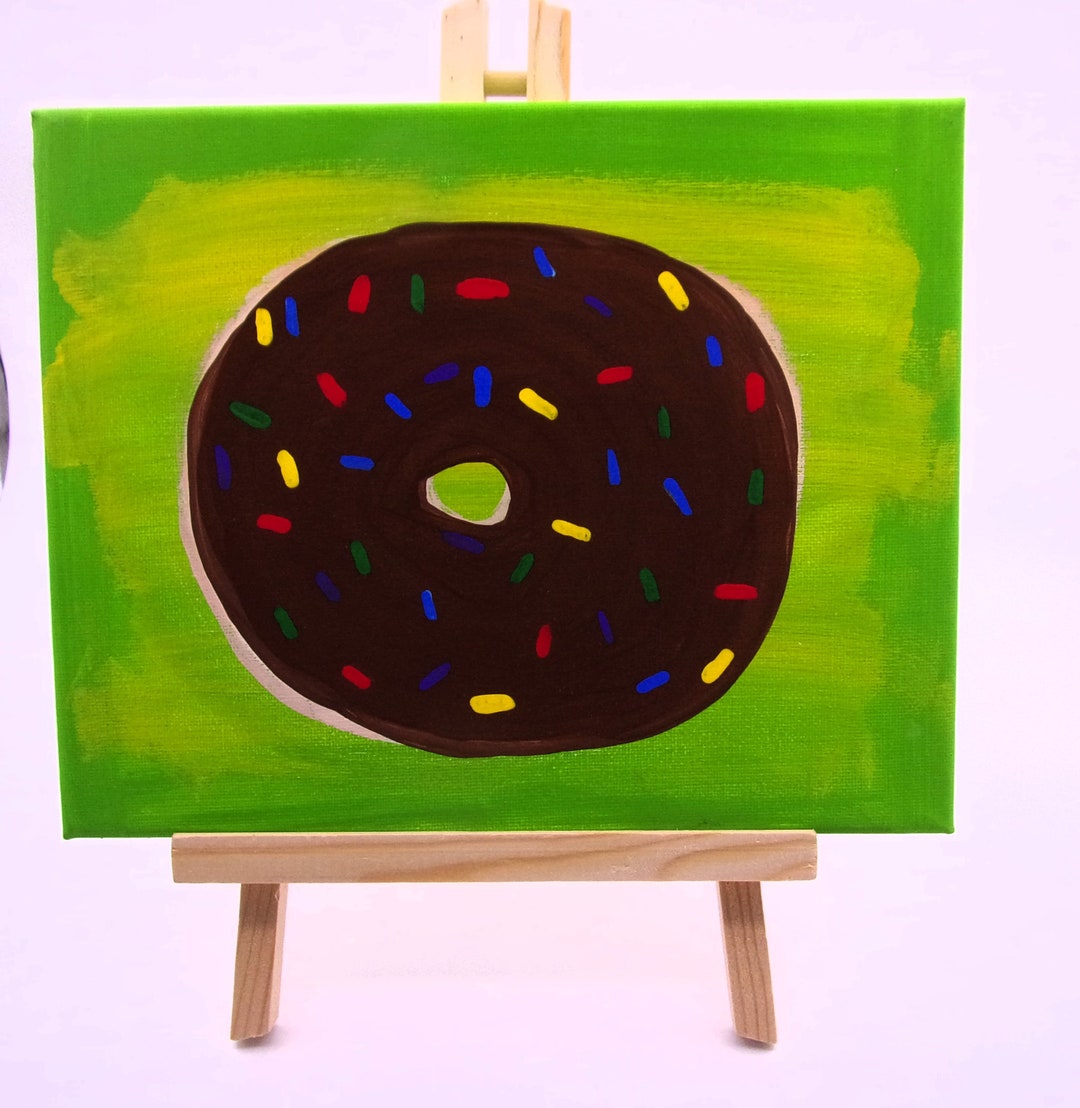Hand Painted Chocolate Donut With Sprinkles Acrylic Painting on Canvas ...