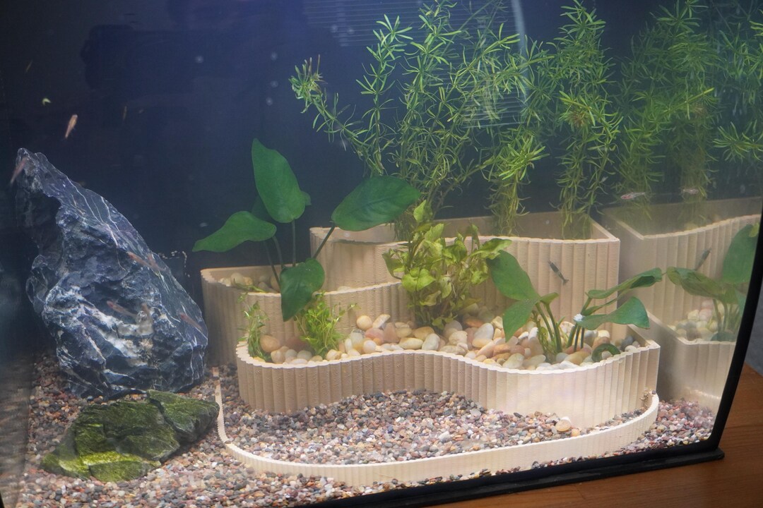 Tiered Aquascape Planter Aquarium Decor - Wood PLA - Fits Fluval Flex 9 ...