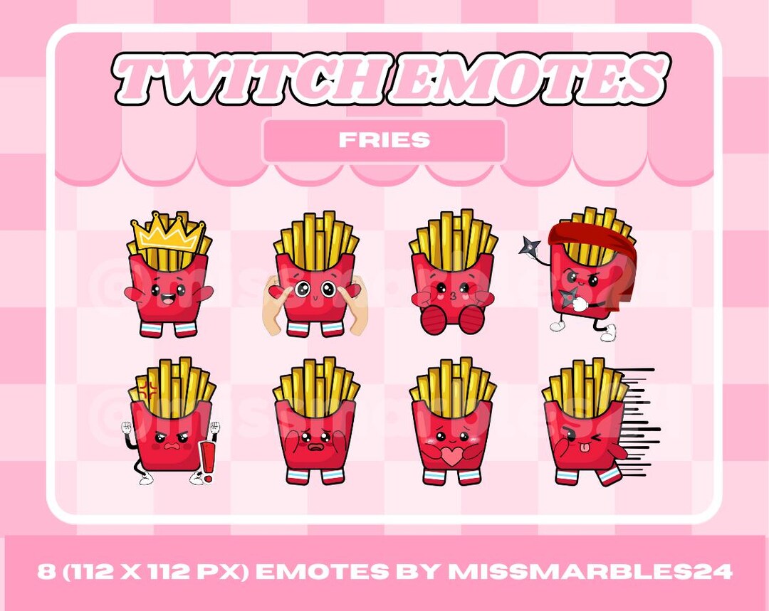 Fries Emote, King, Messy, Oh My God, Ninja, Angry, Worried, Heart ...