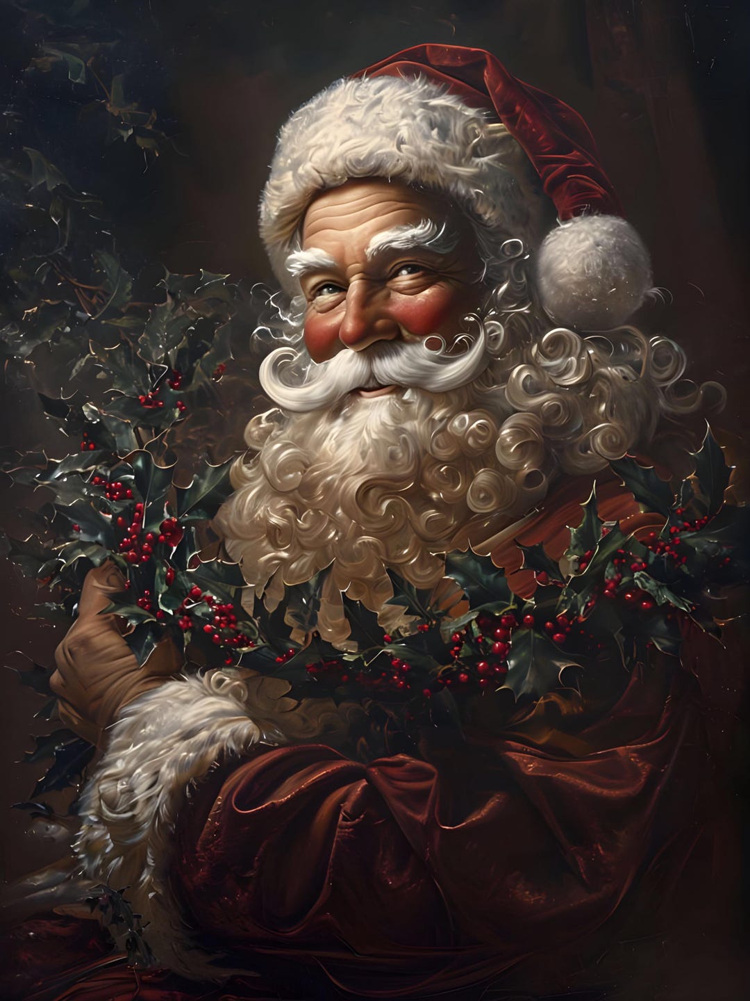 Vintage Santa Claus Christmas Decor Printable Wall Art for Farmhouse ...