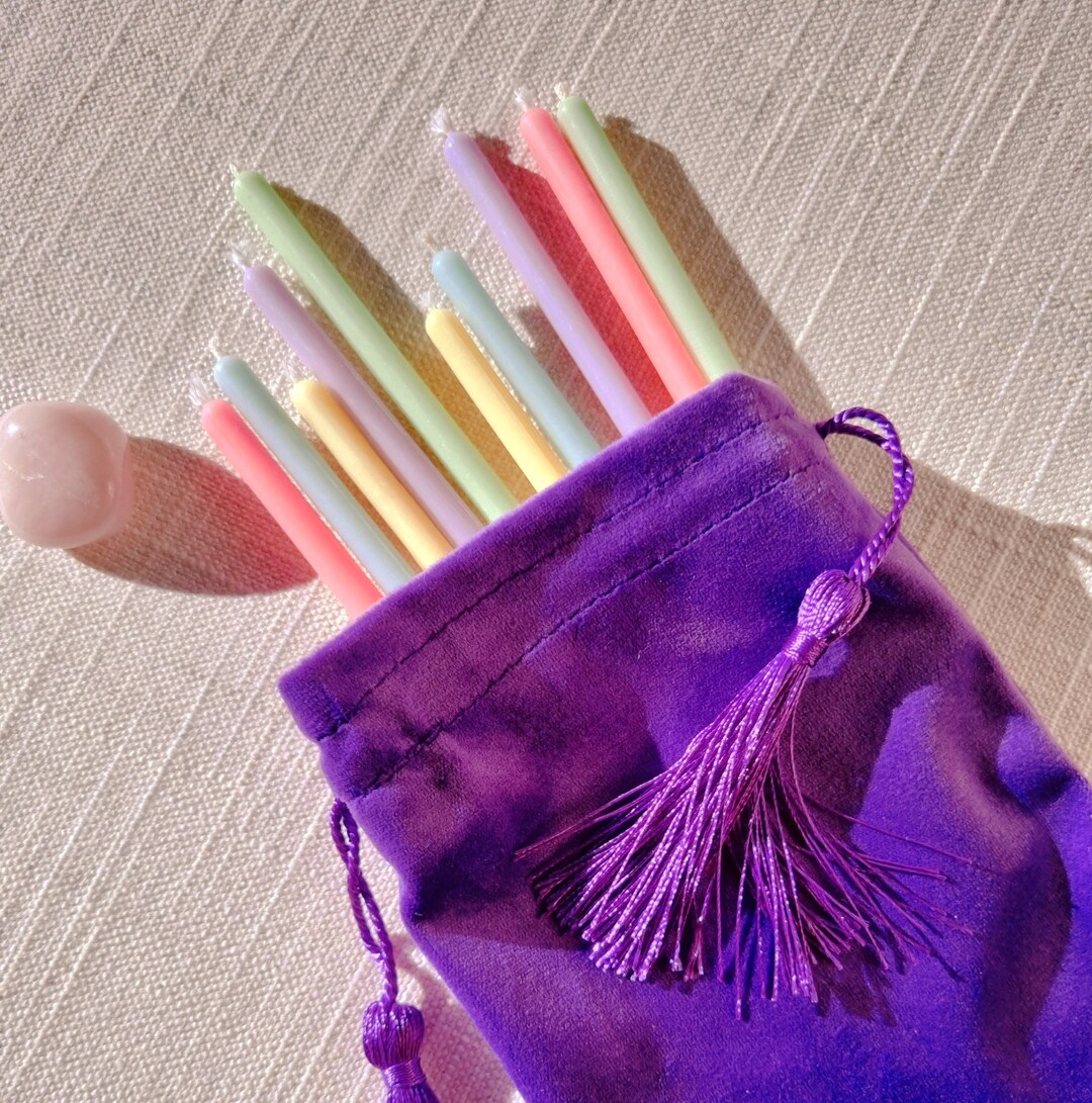 Set of 10pcs Thin Taper Candles, Natural Beeswax Handmade Candles ...