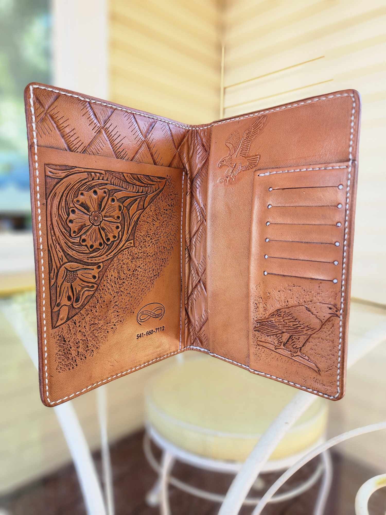 Hand Tooled Leather Notebook Cover - Etsy