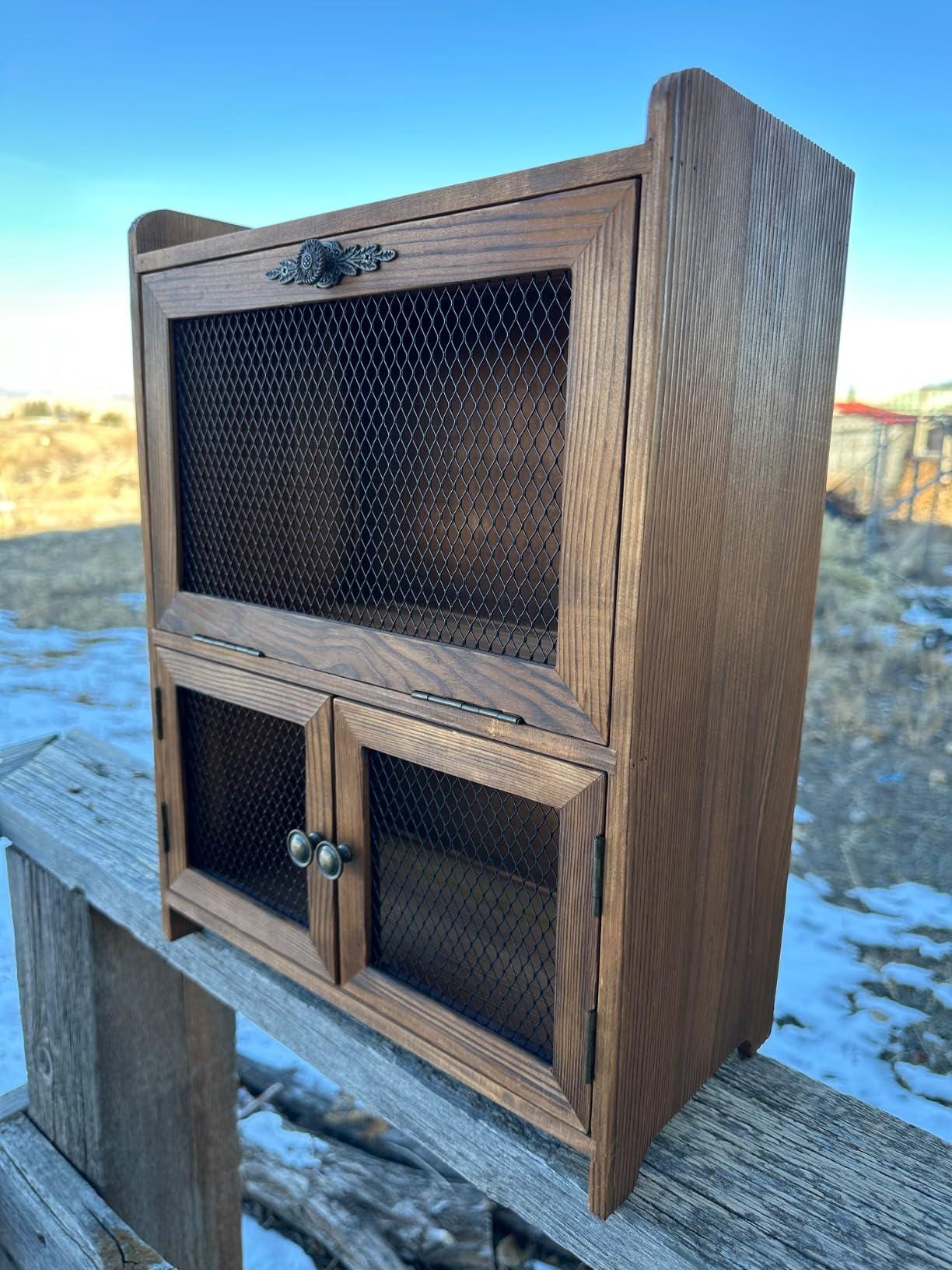 Wooden Potato Onion Garlic Storage Cabinet – Rustic Kitchen Counter ...