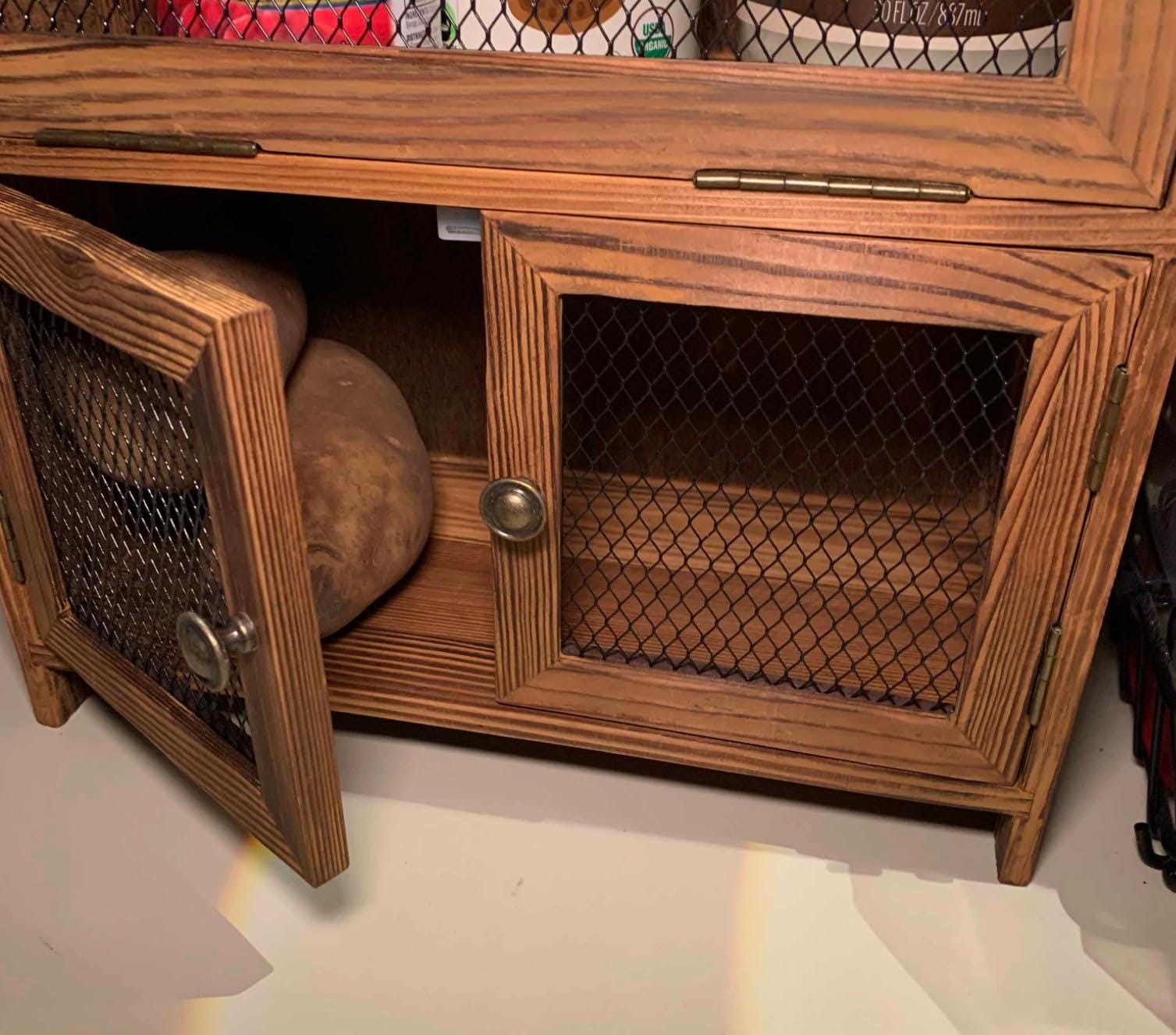 Wooden Potato Onion Garlic Storage Cabinet – Rustic Kitchen Counter ...