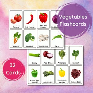 Vegetable Cards, Educational Printable Cards, Kids Flash Card ...