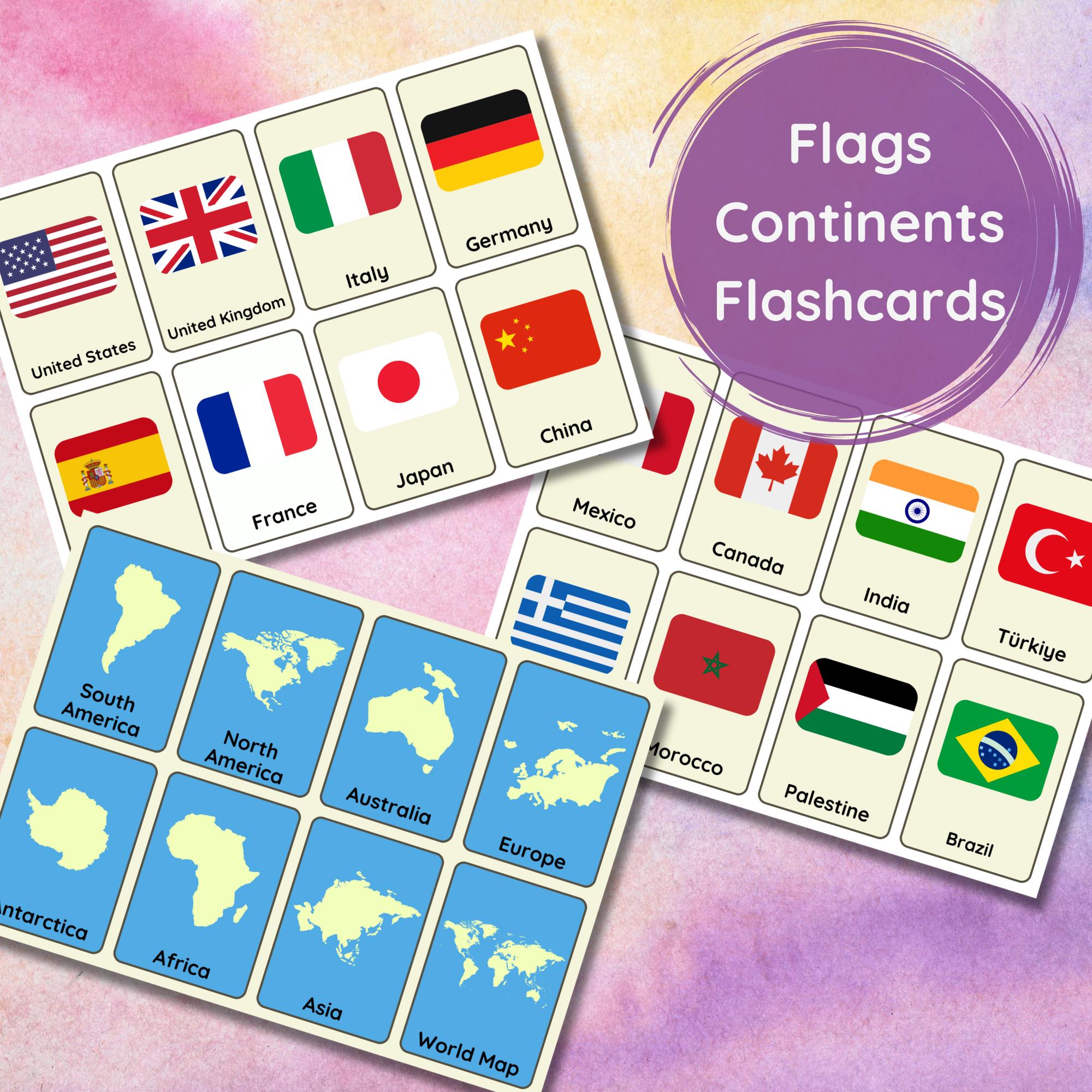 Country Flag Cards, Educational Printable Cards, Kids Flash Card ...