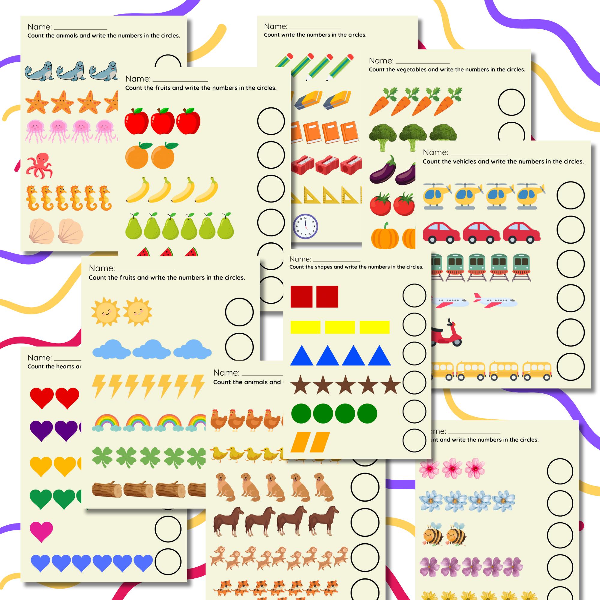 Number Counting Worksheets, Handwriting Practice Worksheets, Learning ...