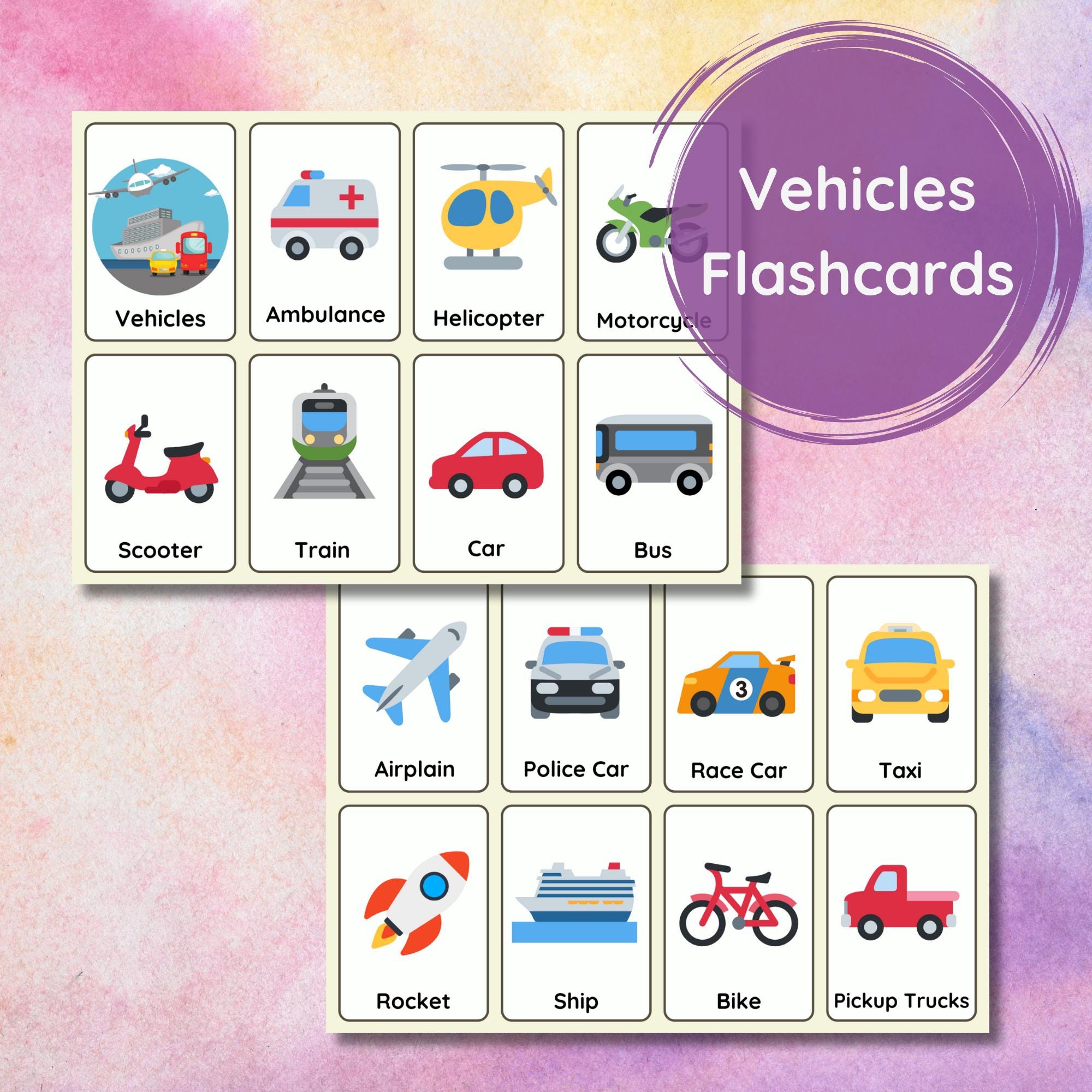 Transport Card, Educational Printable Cards, Kids Flash Card ...
