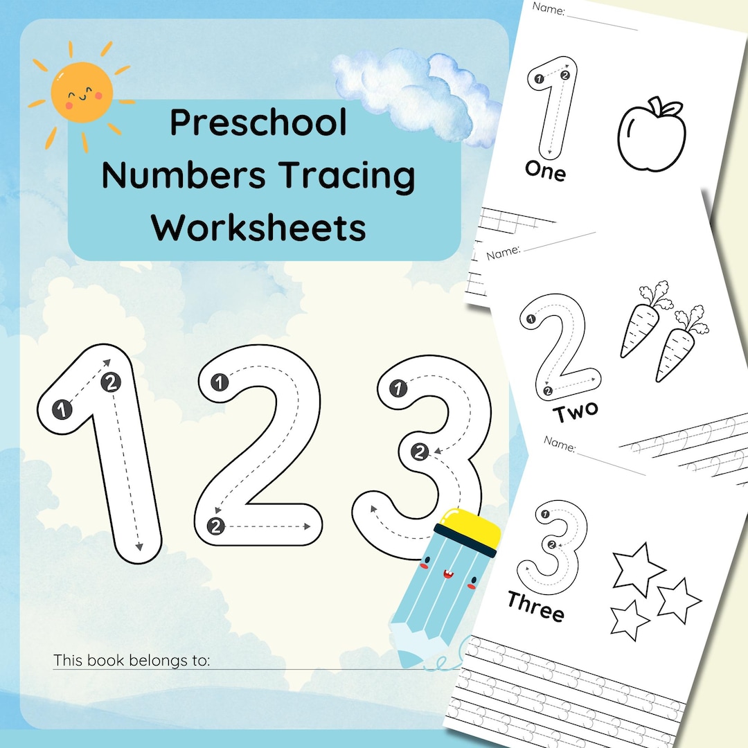 Number Tracing Worksheets, Tracing Activity, Handwriting Practice ...