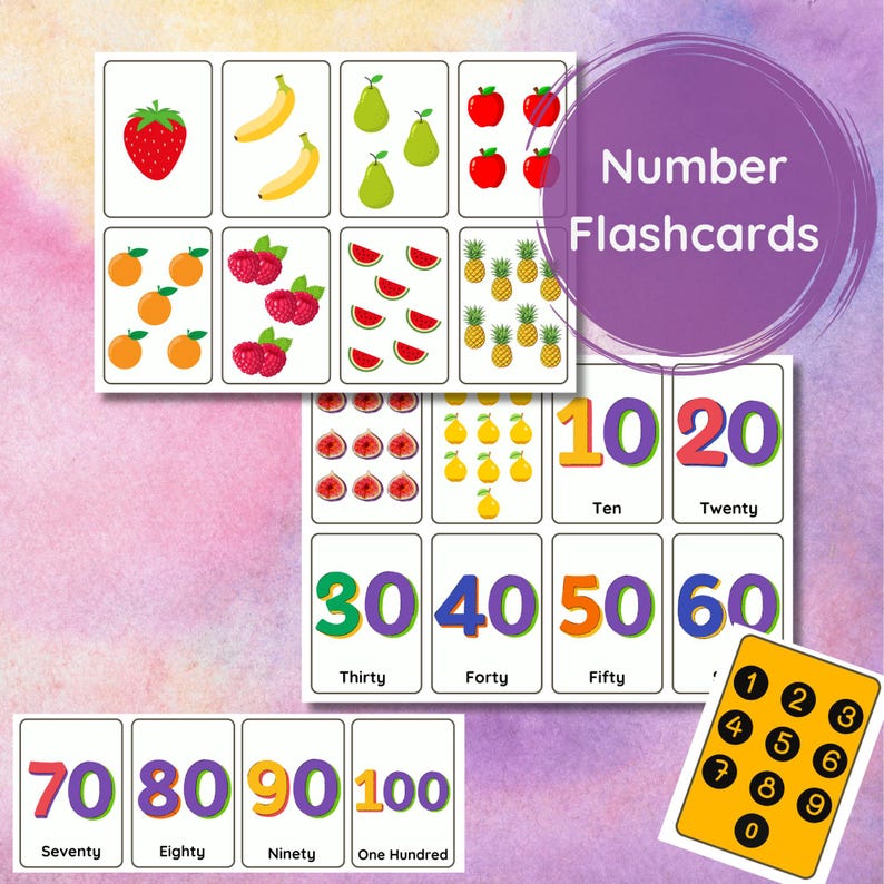 Number Cards, Kids Flash Card, Printable Flash Cards, Montessori ...