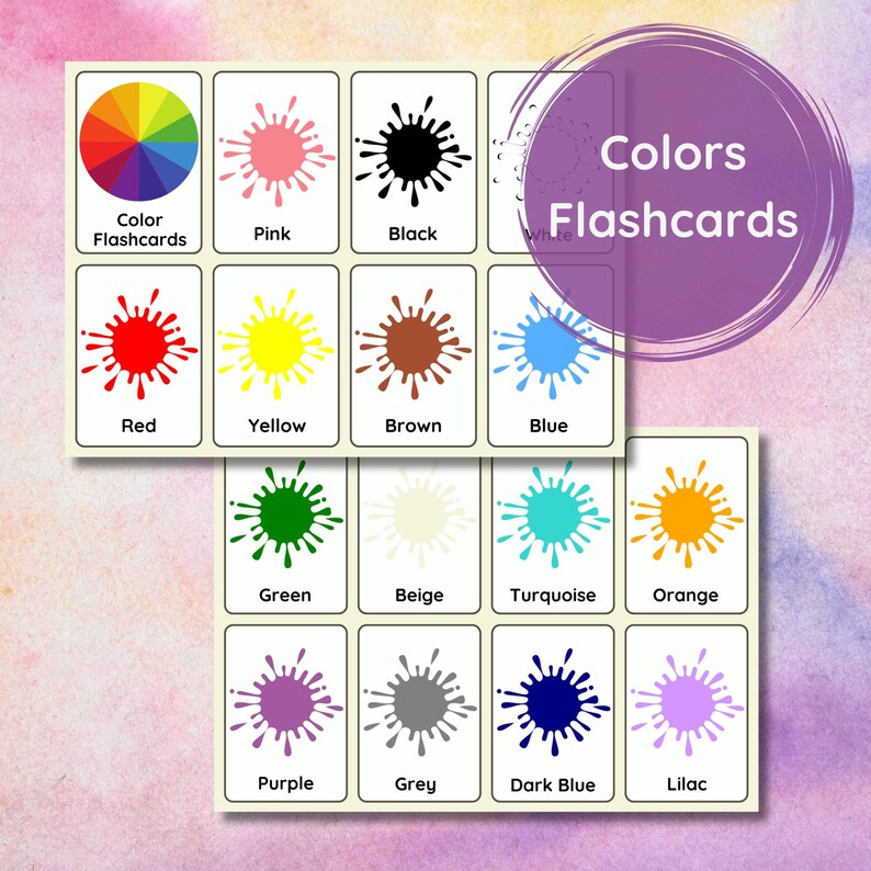 Color Cards, Educational Printable Cards, Kids Flash Card, Montessori ...