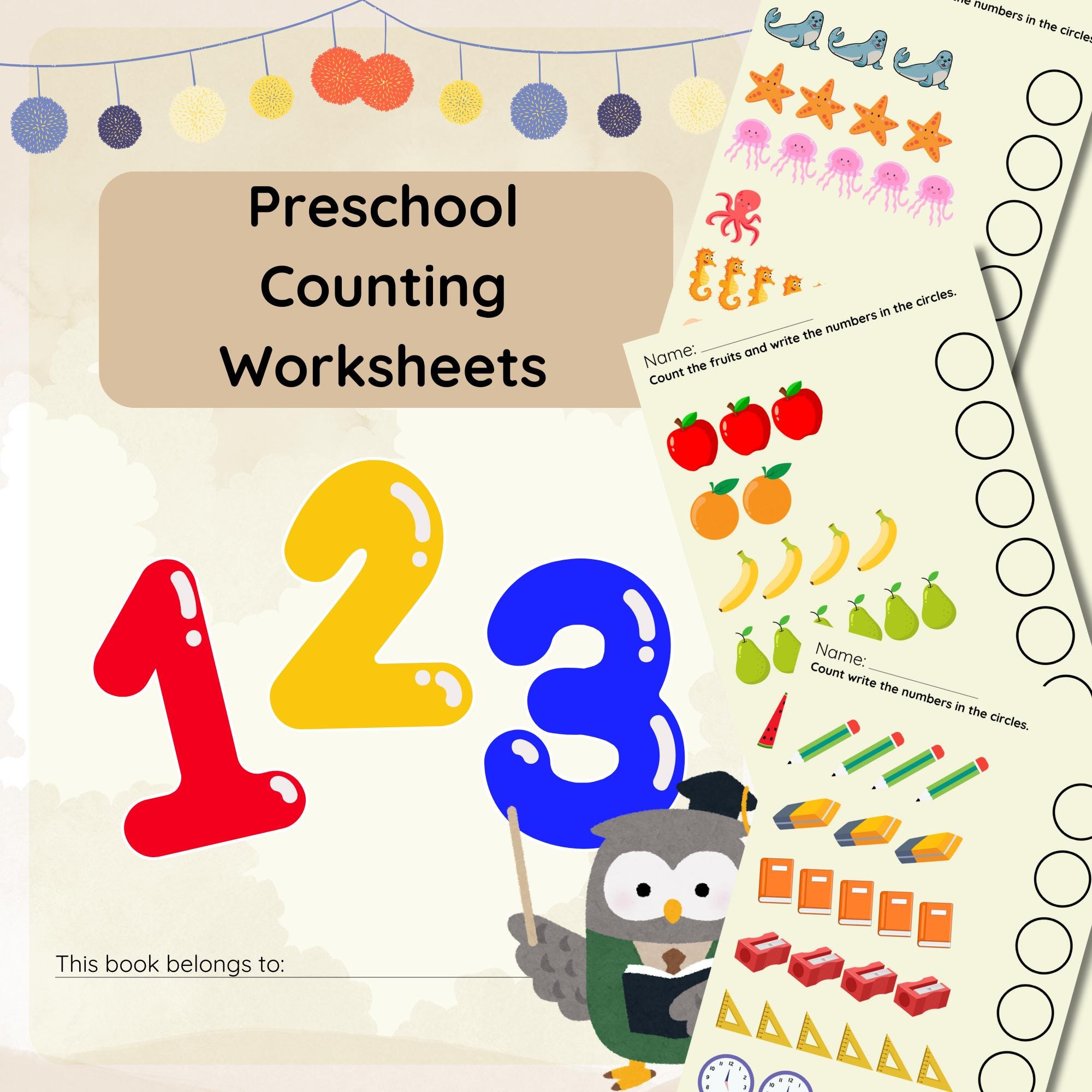 Number Counting Worksheets, Handwriting Practice Worksheets, Learning ...