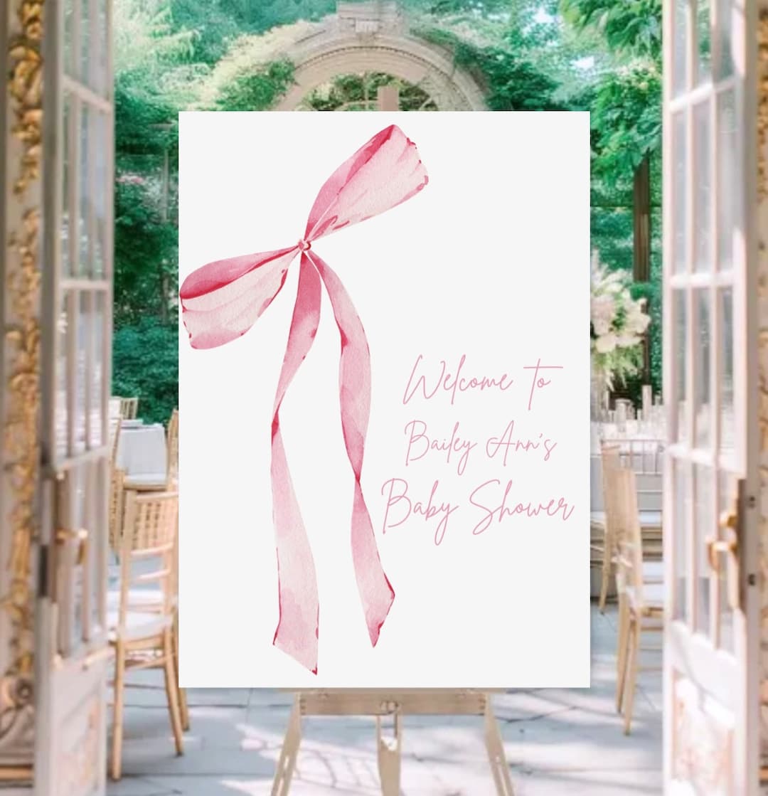 BOW BABY SHOWER Bow Themed Baby Shower Sign, Bow Decor, Pink Bow - Etsy