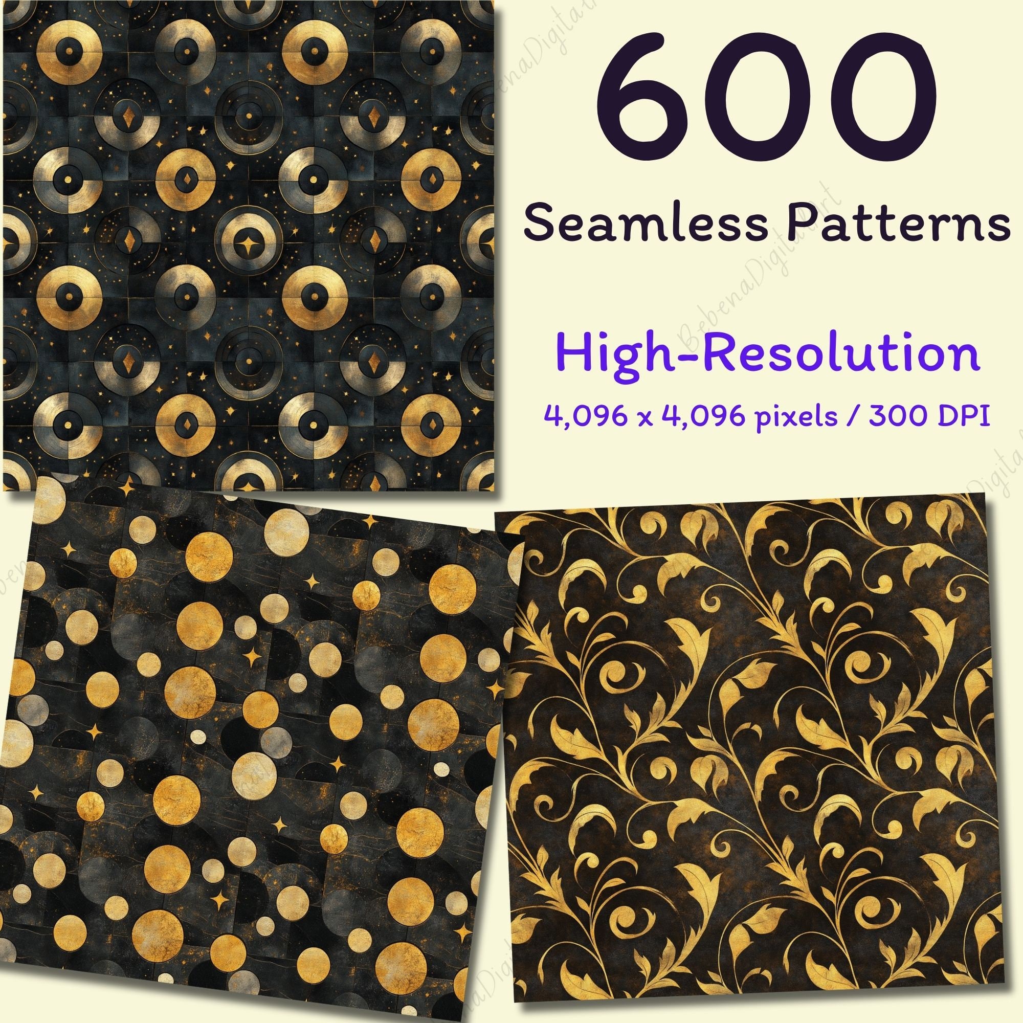 600 Black and Gold Seamless Patterns Bundle, Vintage Patterns, Geometric Seamless Patterns ...