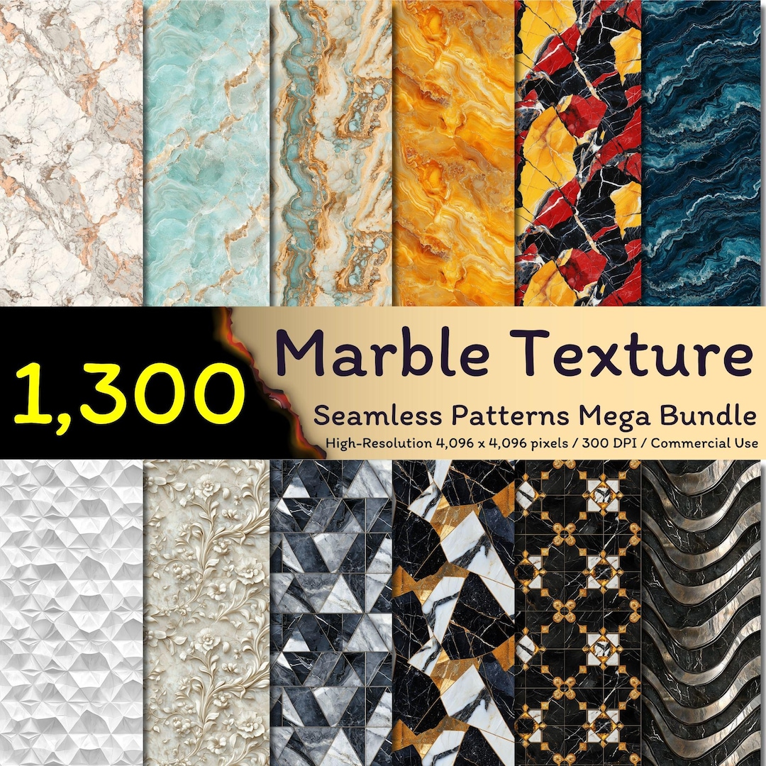 1,300 Marble Texture Seamless Patterns Mega Bundle, Marble Background ...