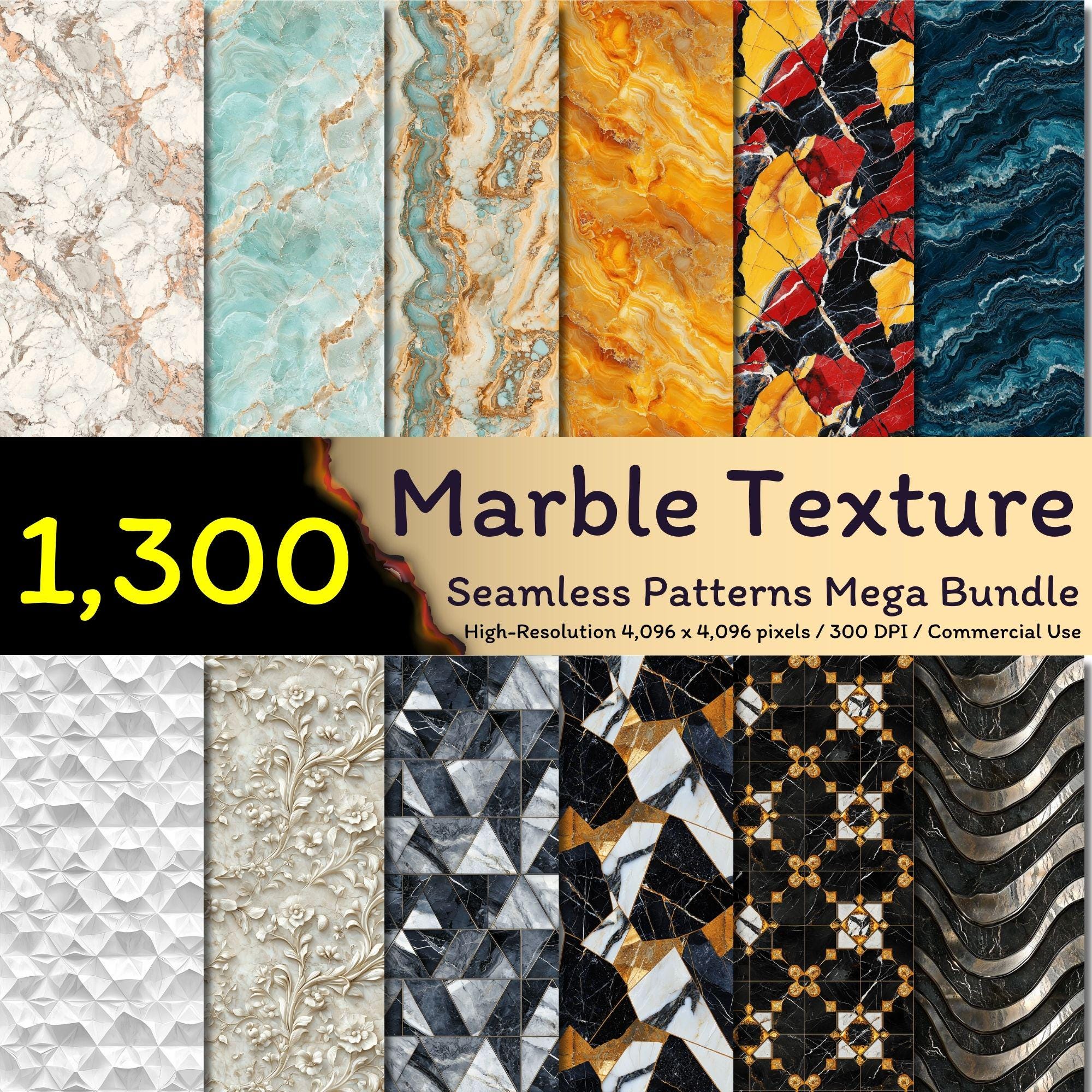 1,300 Marble Texture Seamless Patterns Mega Bundle, Marble Background ...
