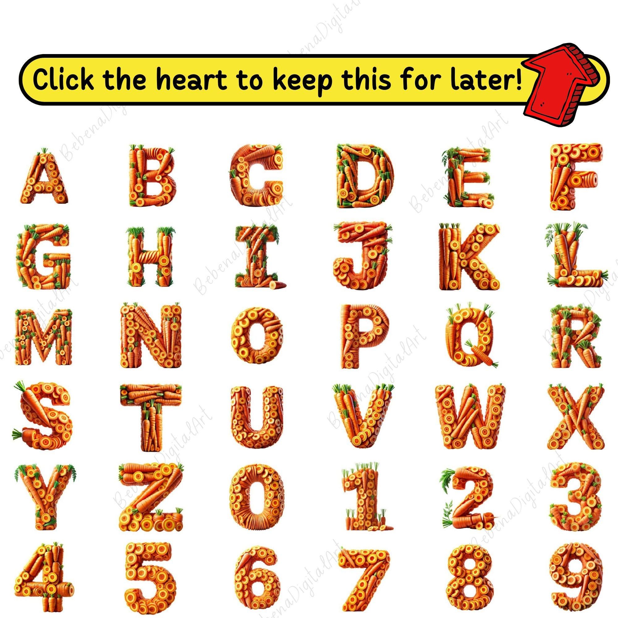 288 Vegetable Alphabet & Numbers Bundle, Vegetable PNG, Veggie Clipart ...