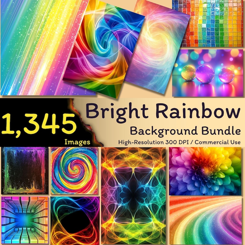 1,345 Bright Rainbow: Background Bundle, Vibrant & Colorful Designs ...