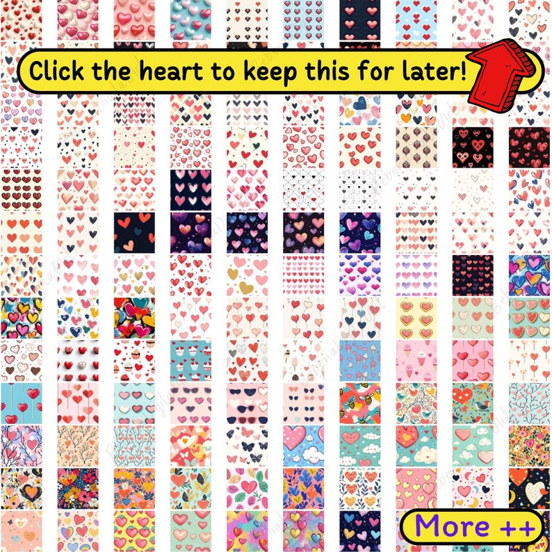 720 Cute Heart Seamless Patterns Bundle, Valentine Heart Seamless ...
