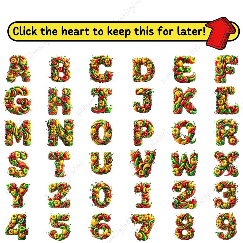 288 Vegetable Alphabet & Numbers Bundle, Vegetable PNG, Veggie Clipart ...