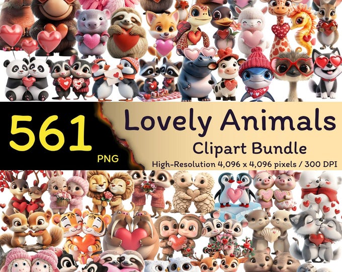 Set of 24- Jungle Animals- 3D Clipart PNG Files, Fun Digital Downloads ...