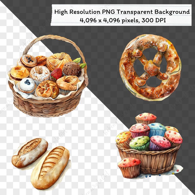 547 Bread & Bakery Watercolor Clipart Bundle, Baked Bakery Clipart ...