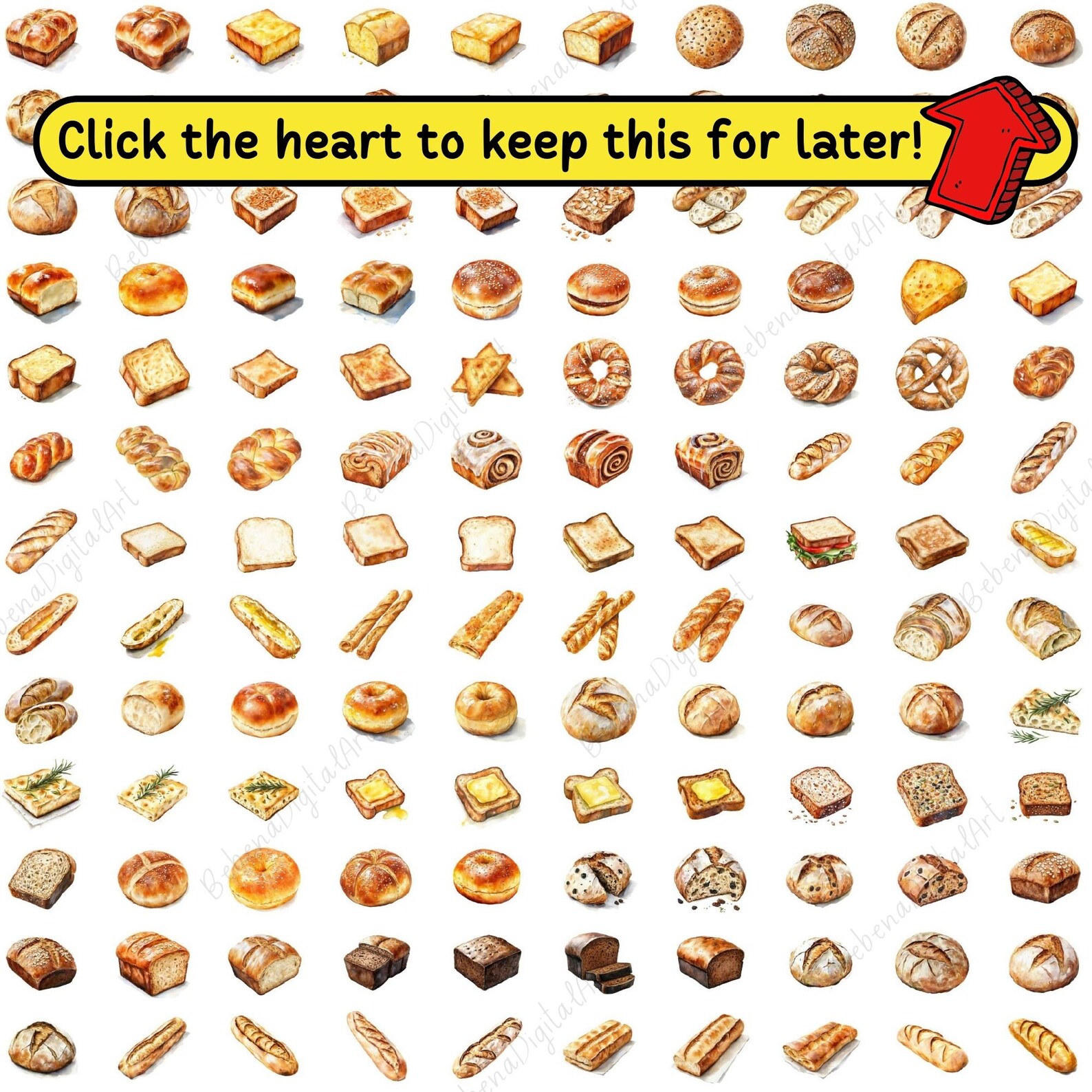 547 Bread & Bakery Watercolor Clipart Bundle, Baked Bakery Clipart ...